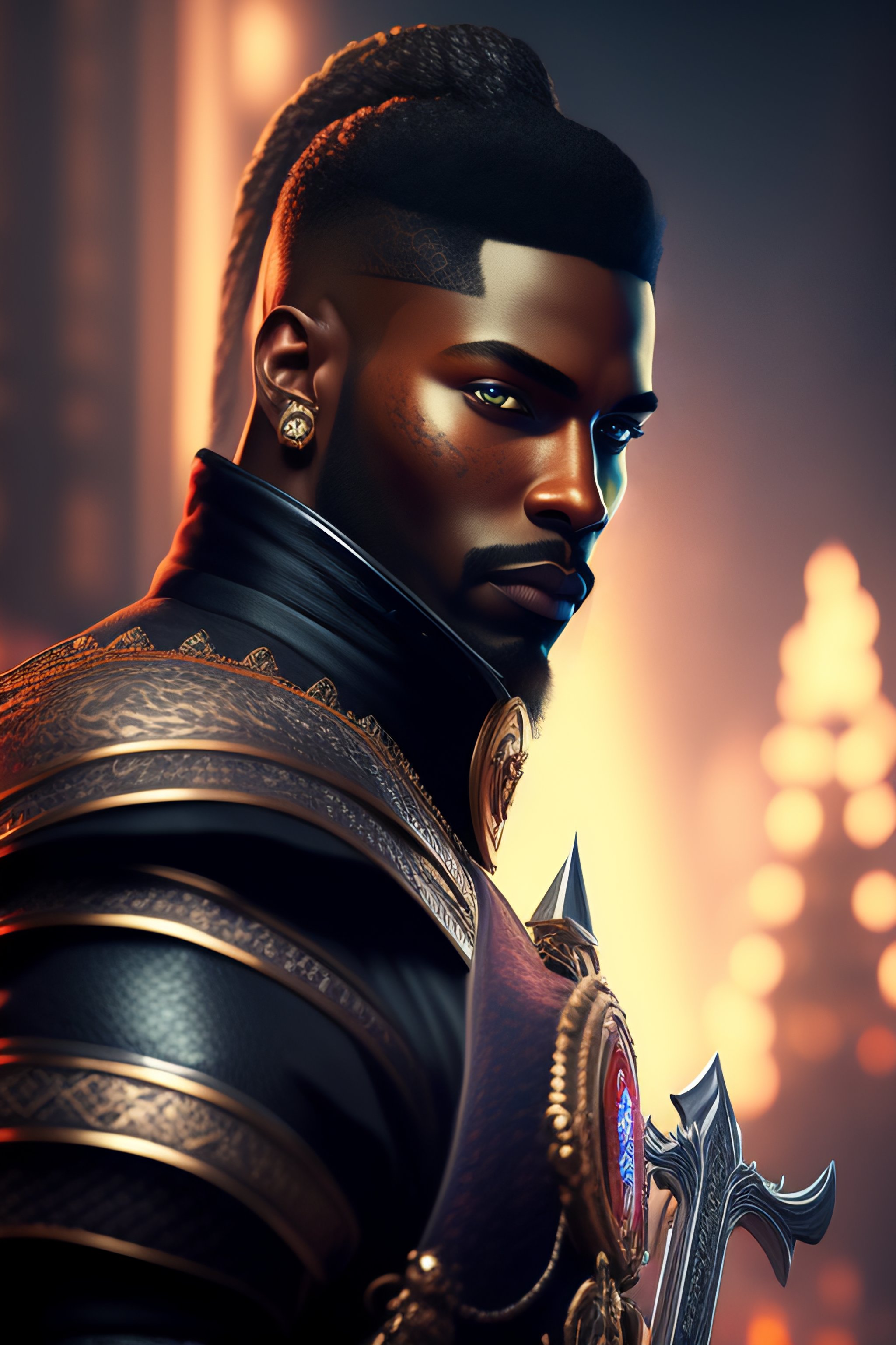 Lexica - Black cityguard, intimidating d & d character holding giant ...