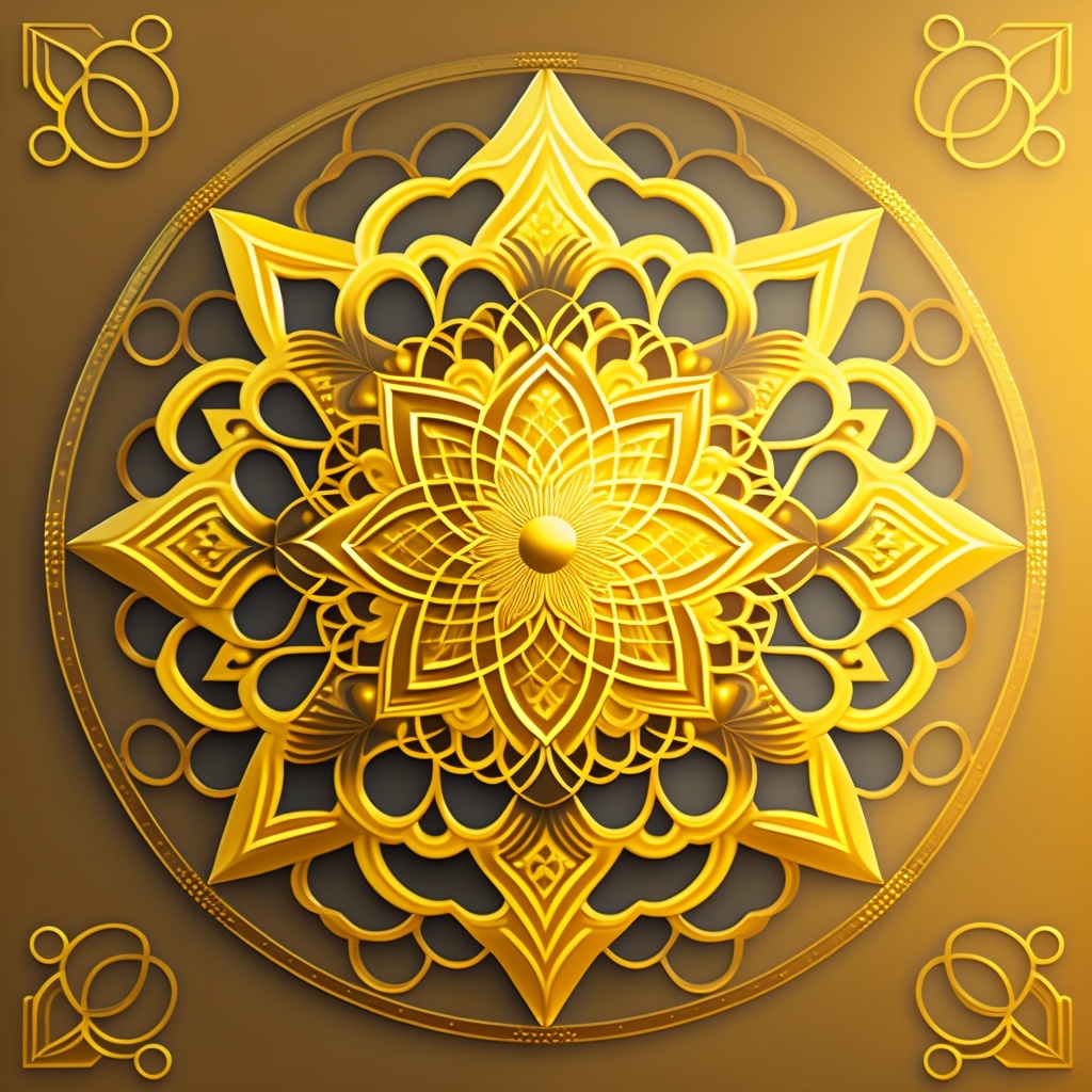 Lexica - 2d gold avatar humanoid drawing psychedelic, 2d flat, mandala ...