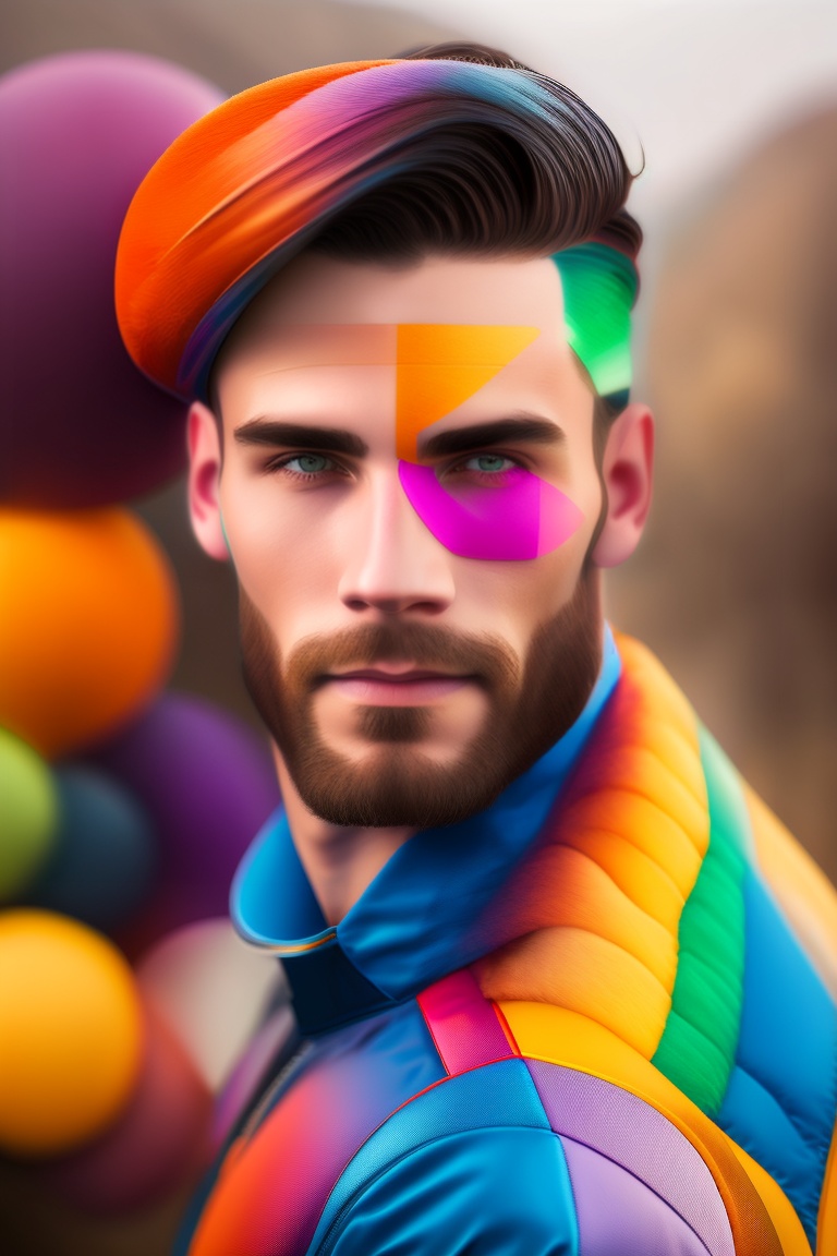Lexica - Portrait photography of a man and the spectacular colourful ...