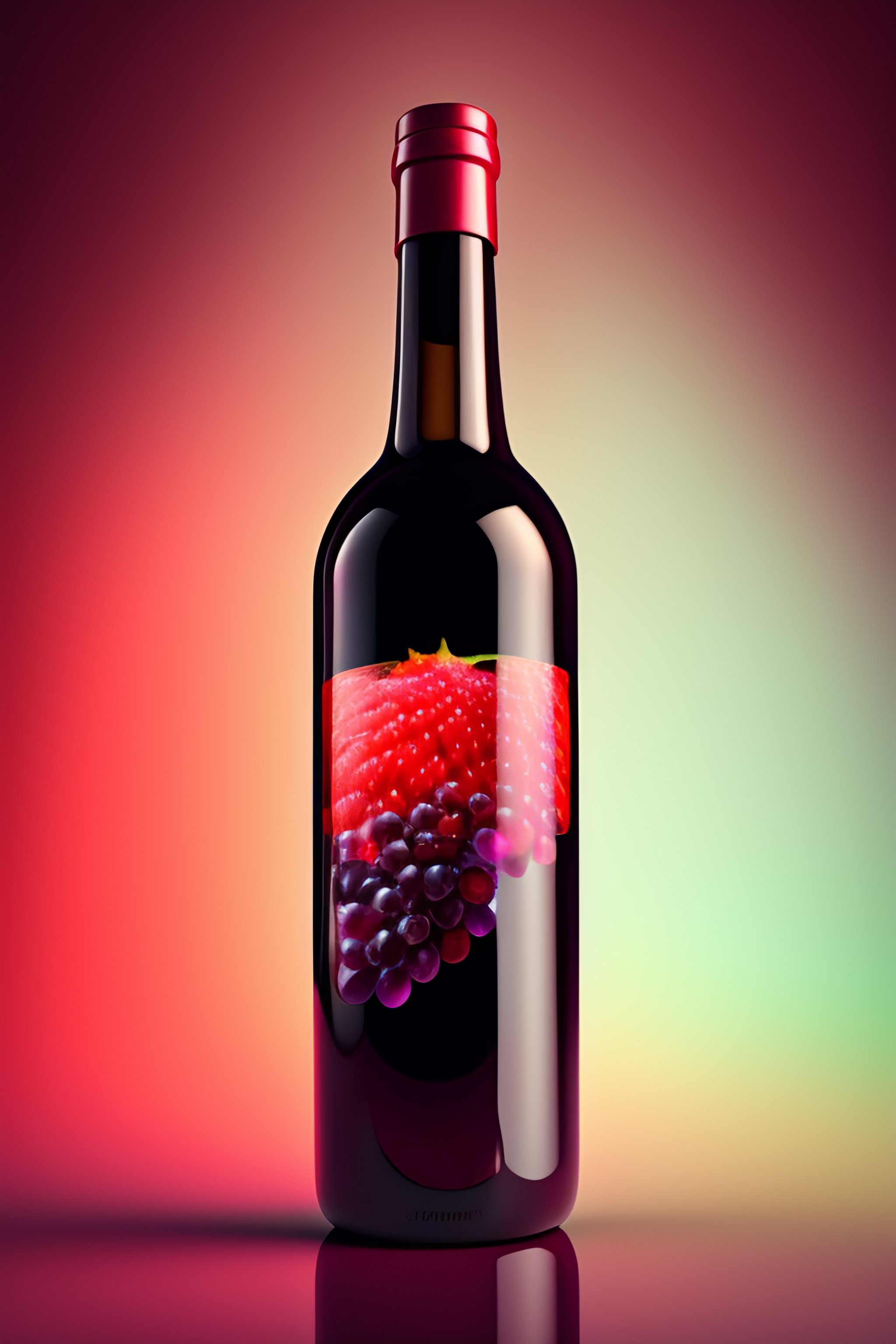 Lexica - Red wine bottle futuristic, grapes dystopian