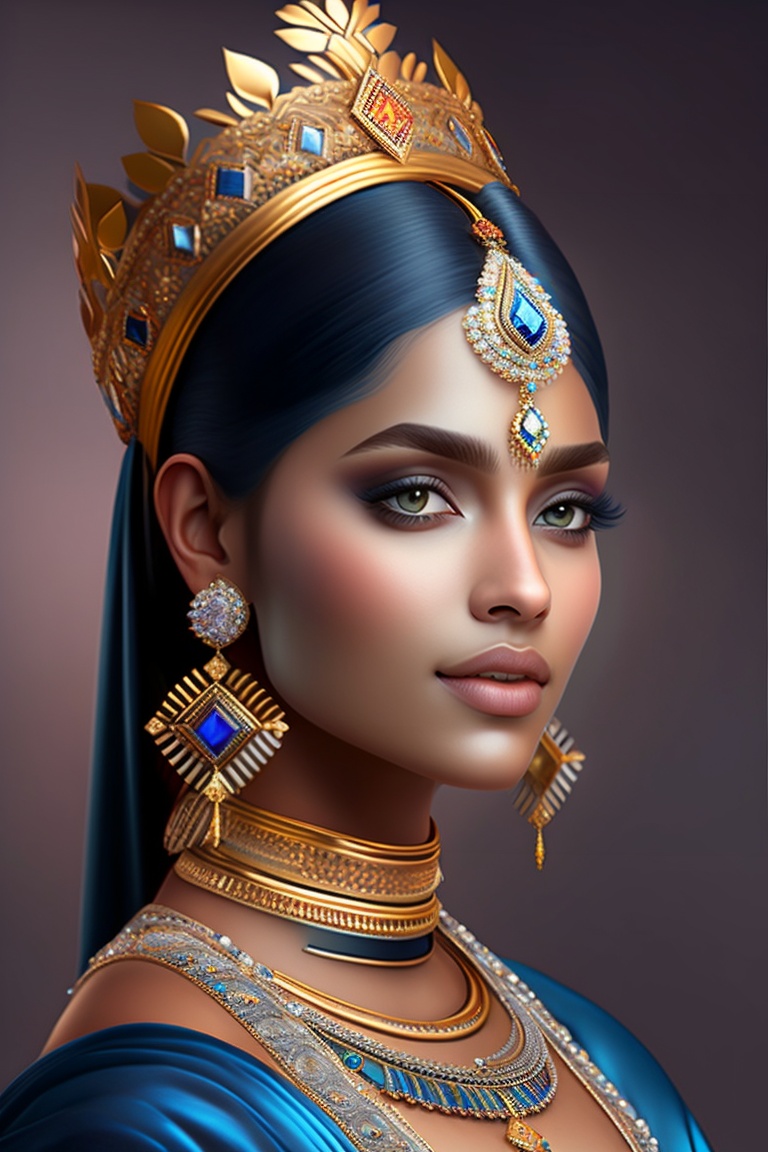 Lexica - An Indian queen, beautiful diamond crown, high details, fair ...
