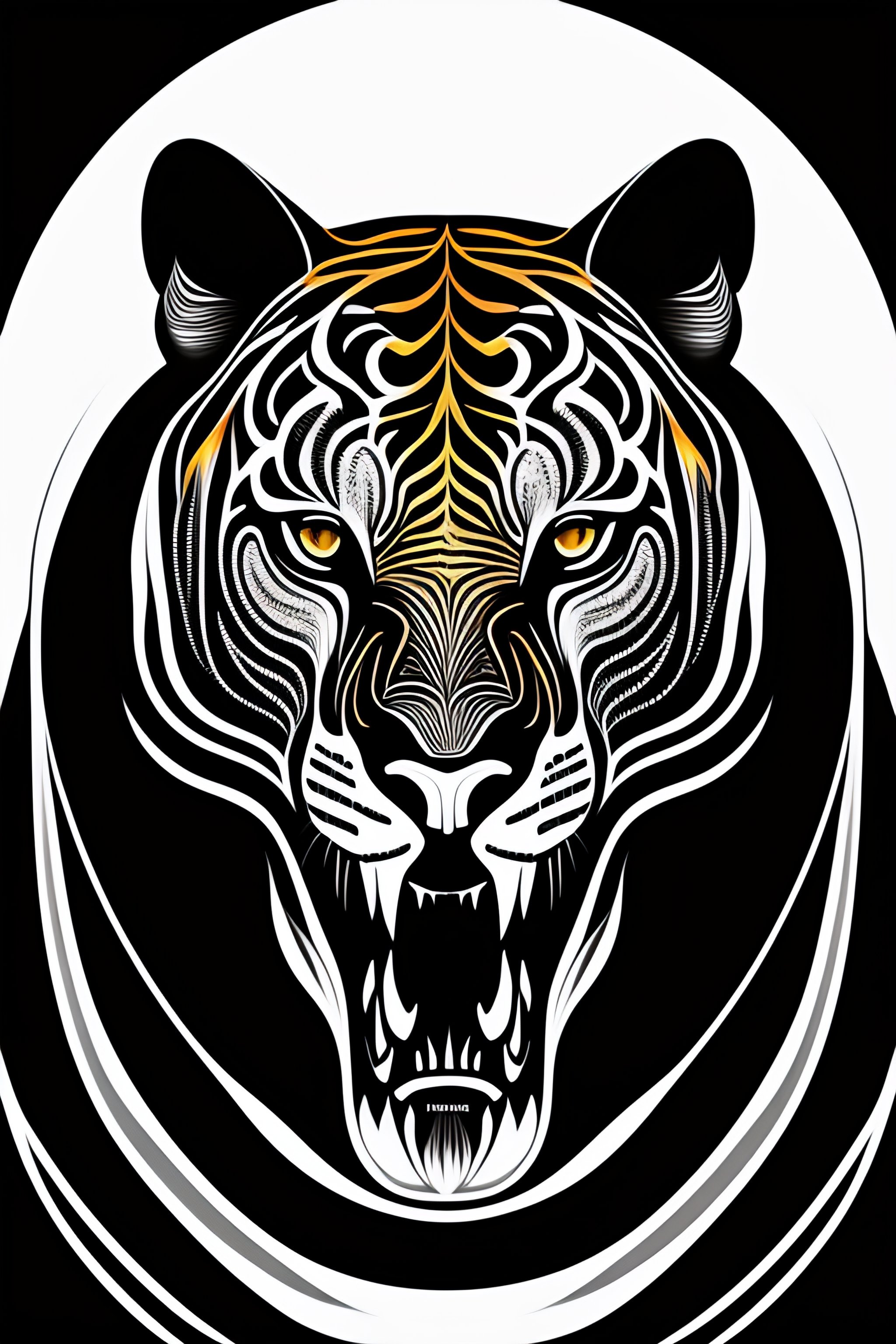 Lexica - Saber tooth tiger skull, black and white, Alex Grey, fractal ...