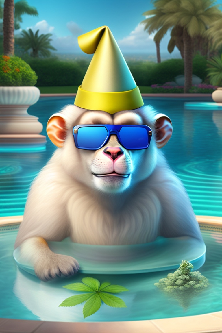 Lexica - A white monkey wears a hat and sunglasses and smokes marijuana ...