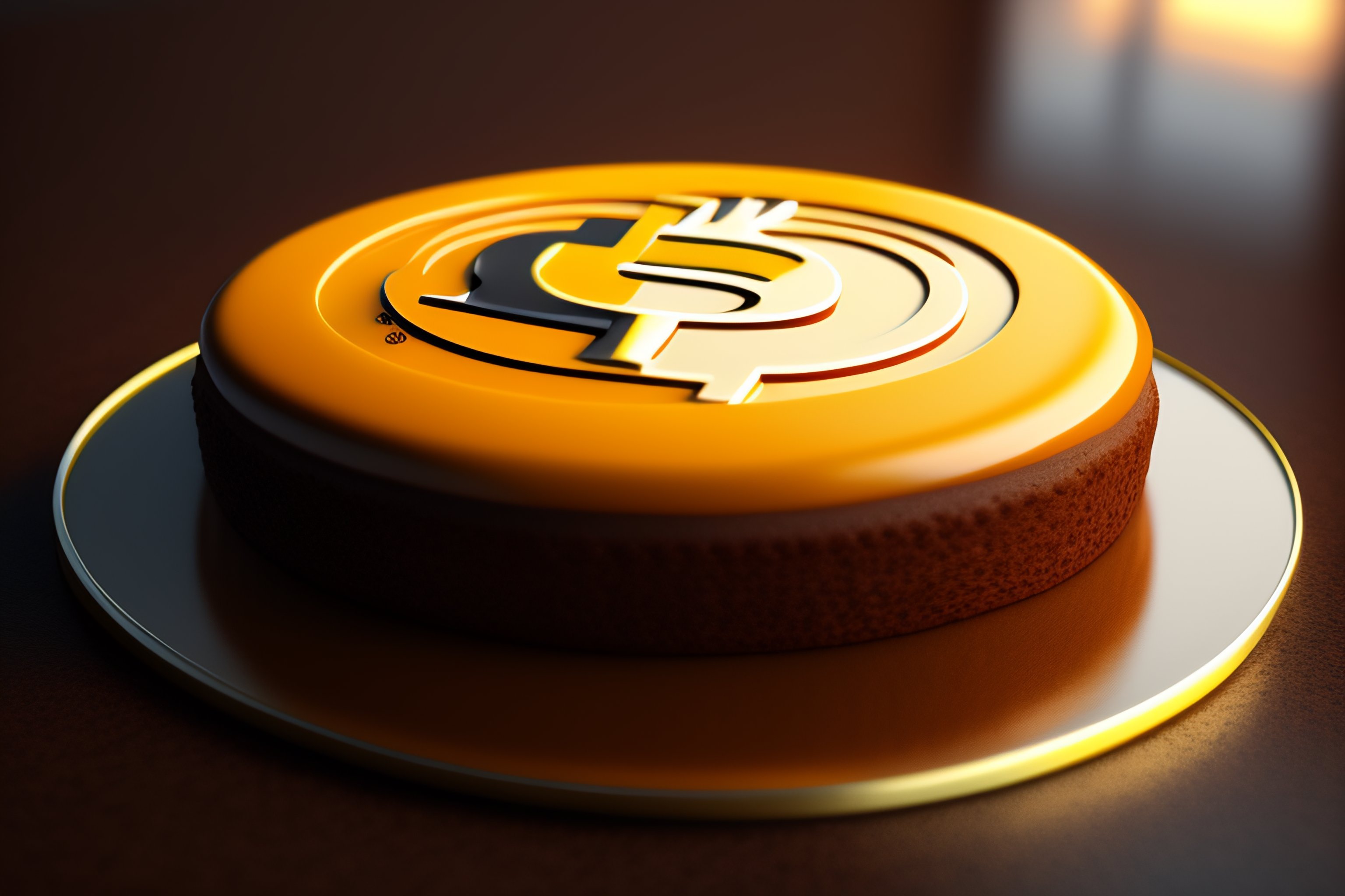 Lexica - Bitcoin cake with bitcoin logo on top, illustration, unreal engine