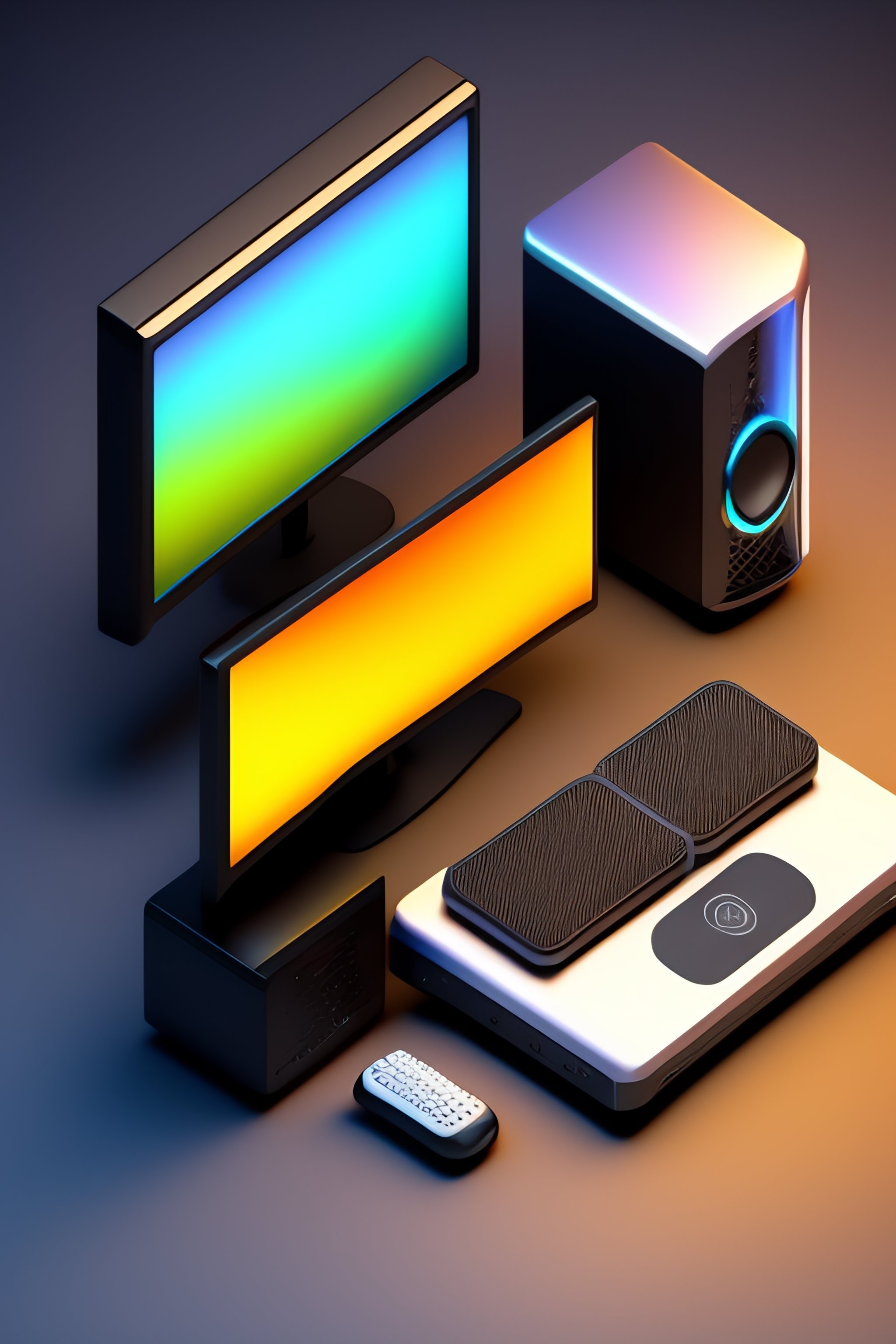 Lexica - Isometric render of a computer streaming
