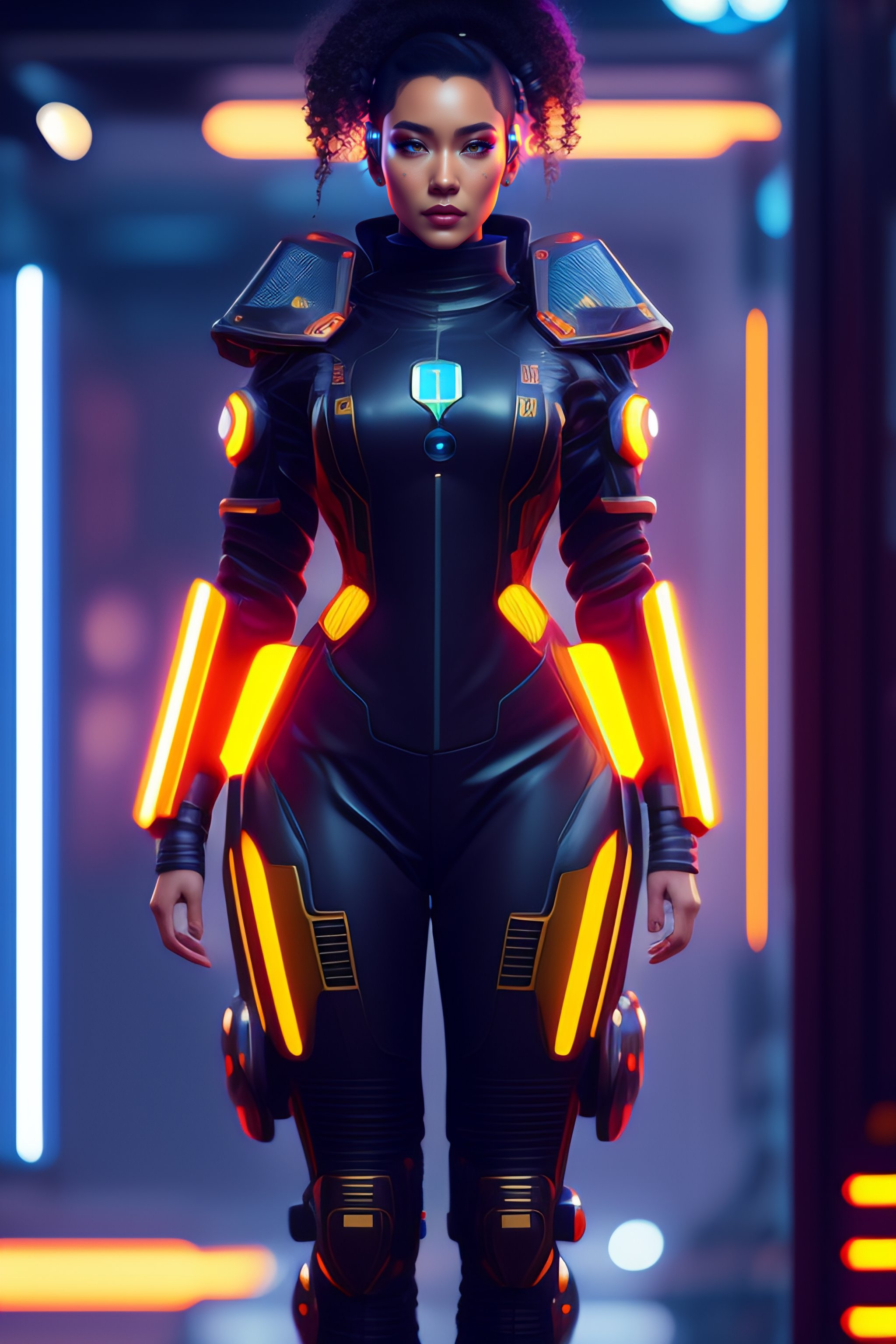 Lexica - Full body. Cuberpunk. retro futurism. Mech Punk clothes with ...