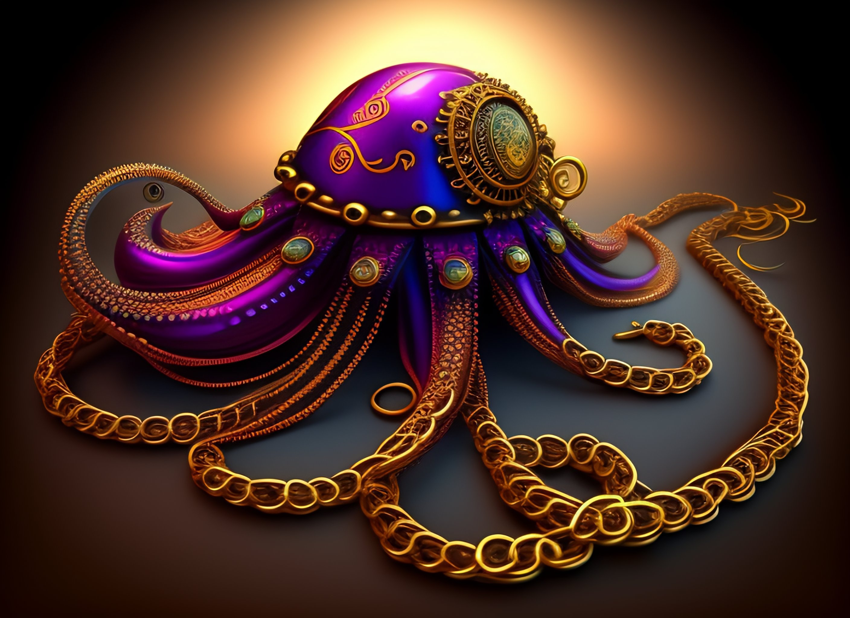 Lexica - A steampunk octopus with chains for arms, drawing in style of ...