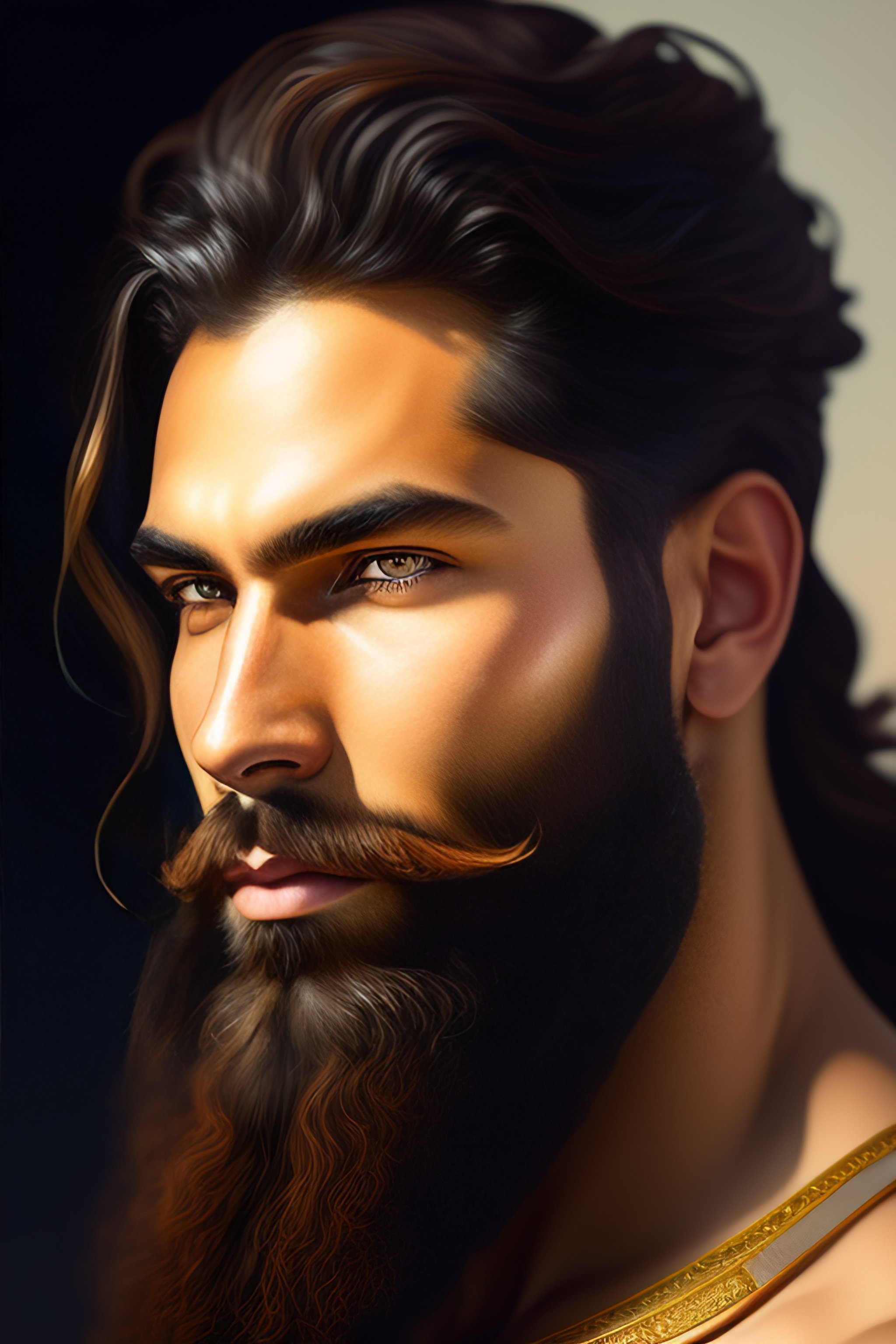 Lexica - Realistic portrait of a natural strong bearded man, shaped ...