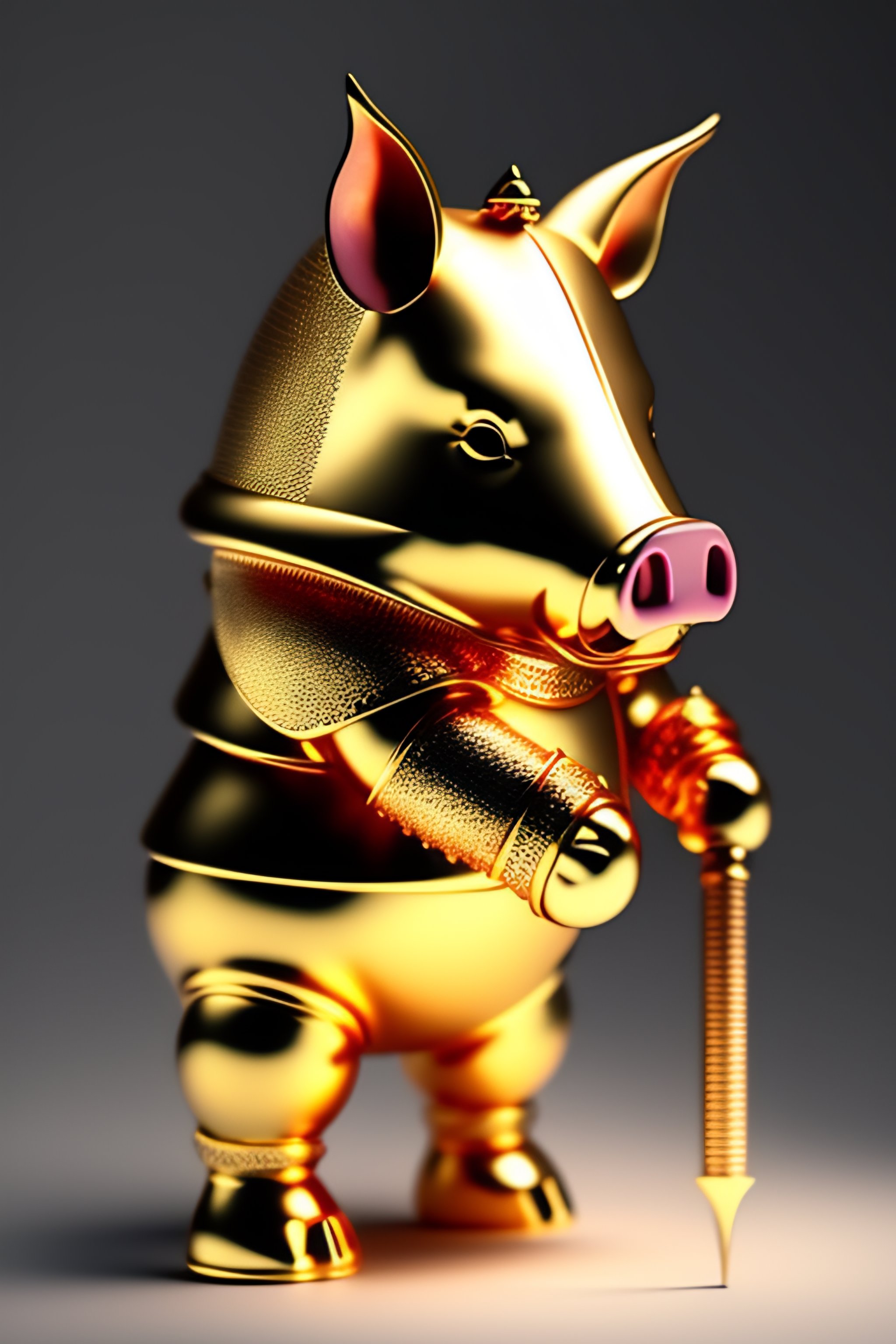 Lexica - An ultrarrealistic photo of a knight pig holding a mace ...