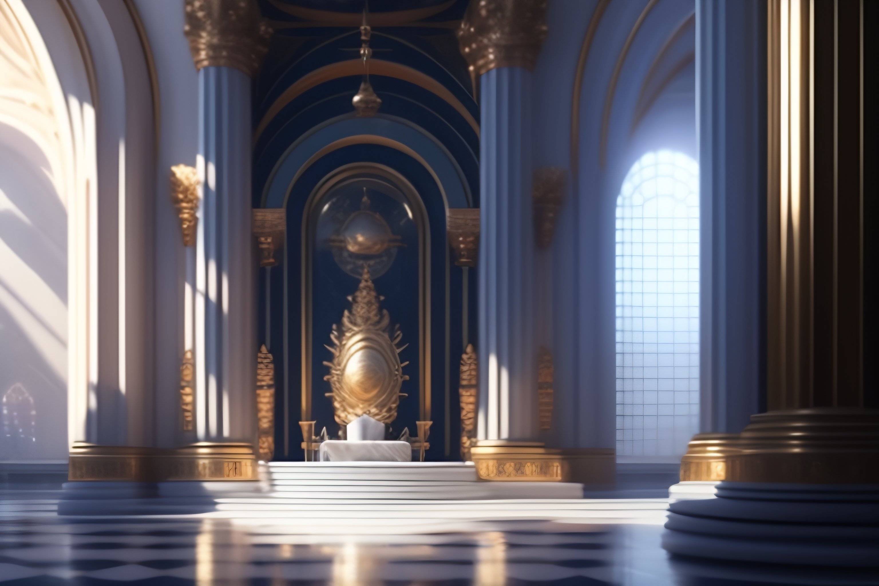 Lexica - A crowded throne room, white marble, god rays, epic cityscape ...