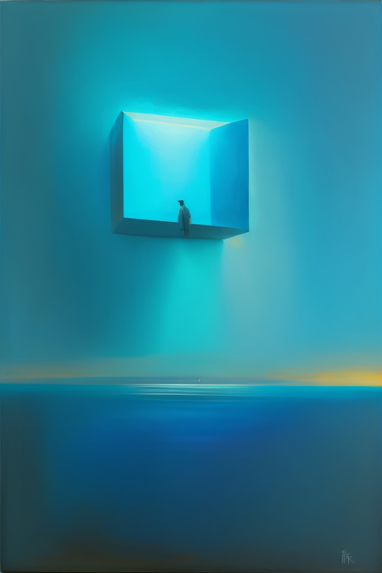 Lexica - A floating rectangle with a clock inside, very bright white ...