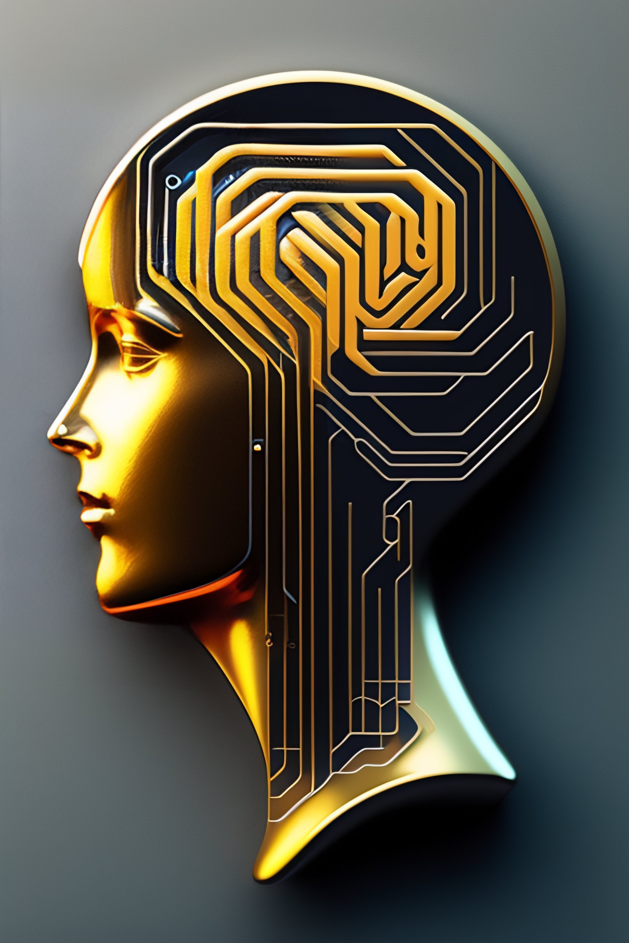 Lexica - Minimalist logo icon of a human AI head made of PCB, brain ...