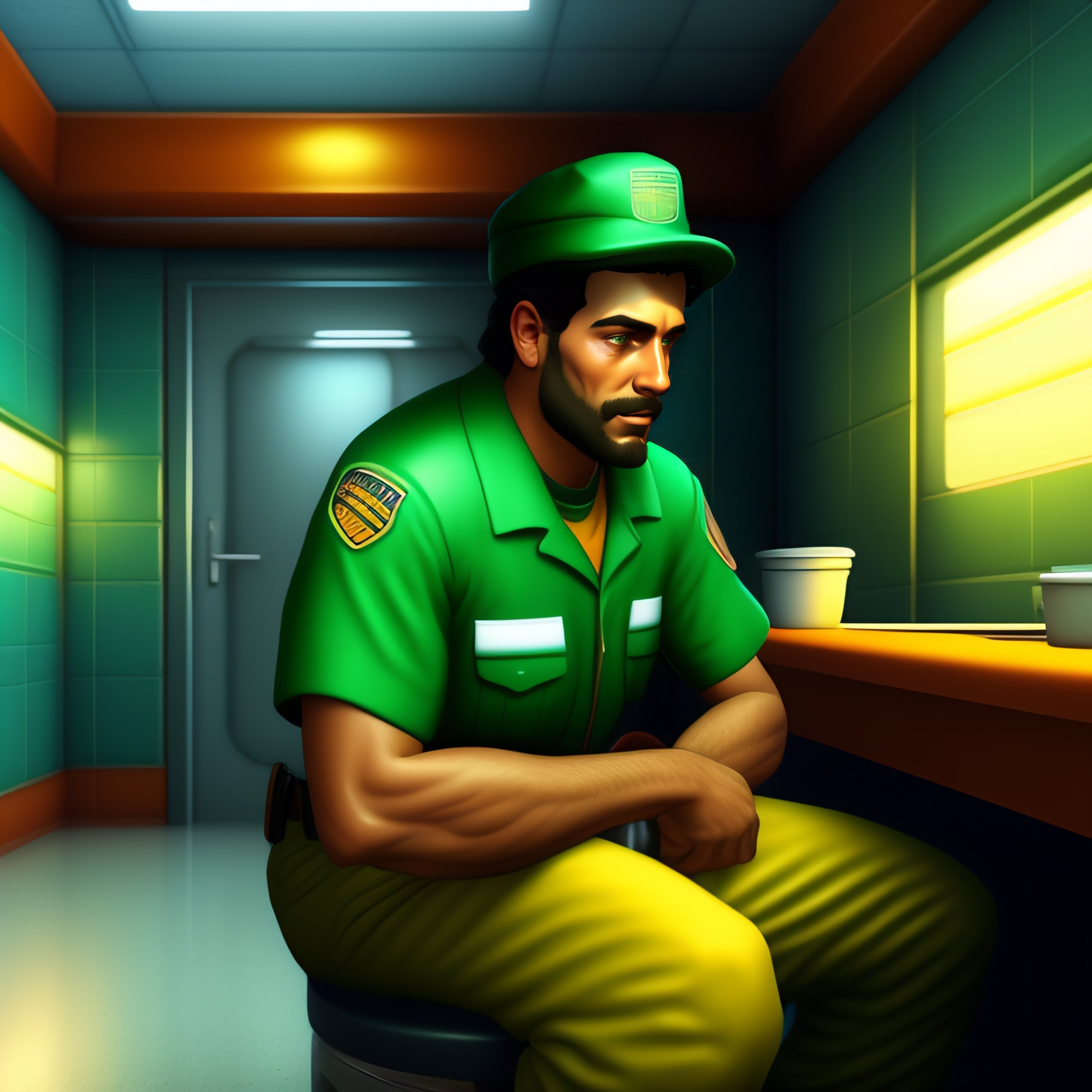 Lexica - Sleeping janitor - in janitor closet - 1970 era - Subnautica ...