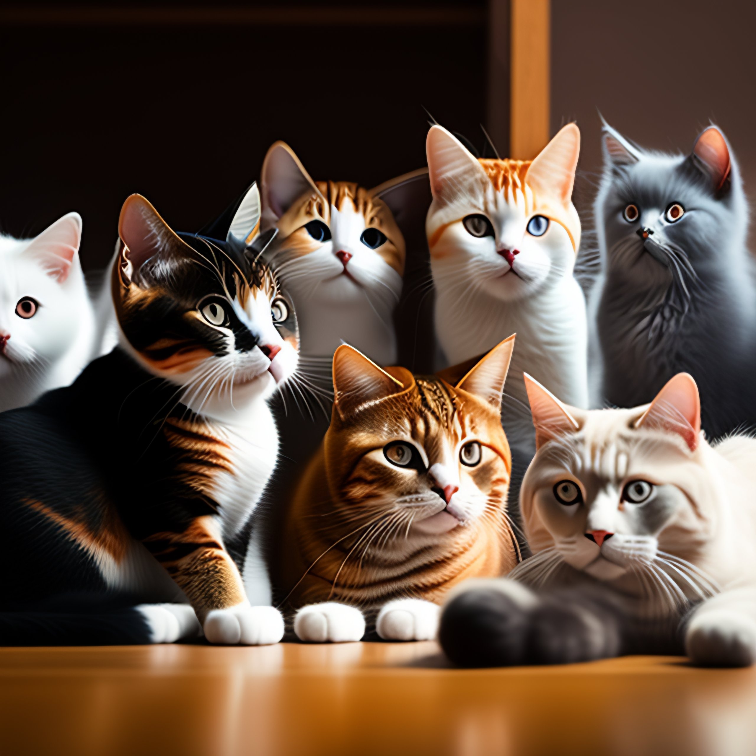 Lexica - Photograph of a room full of cats, professional photographer