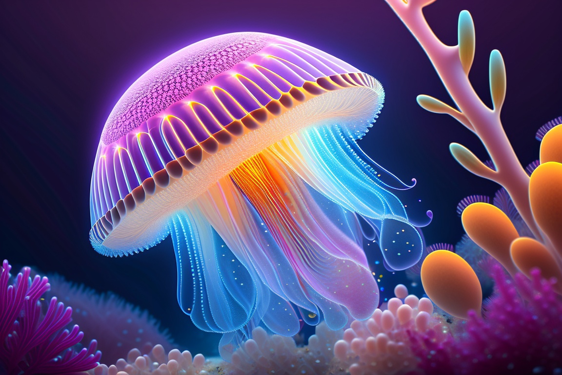 Lexica - Under water, intricate details, macro shot glowing jellyfish ...