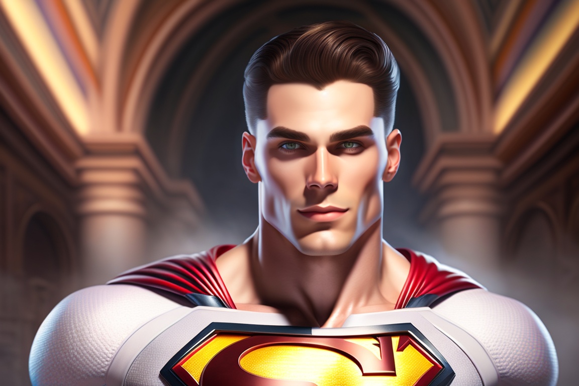 Lexica - The epic portrait of Superman, dressed in white attire and ...
