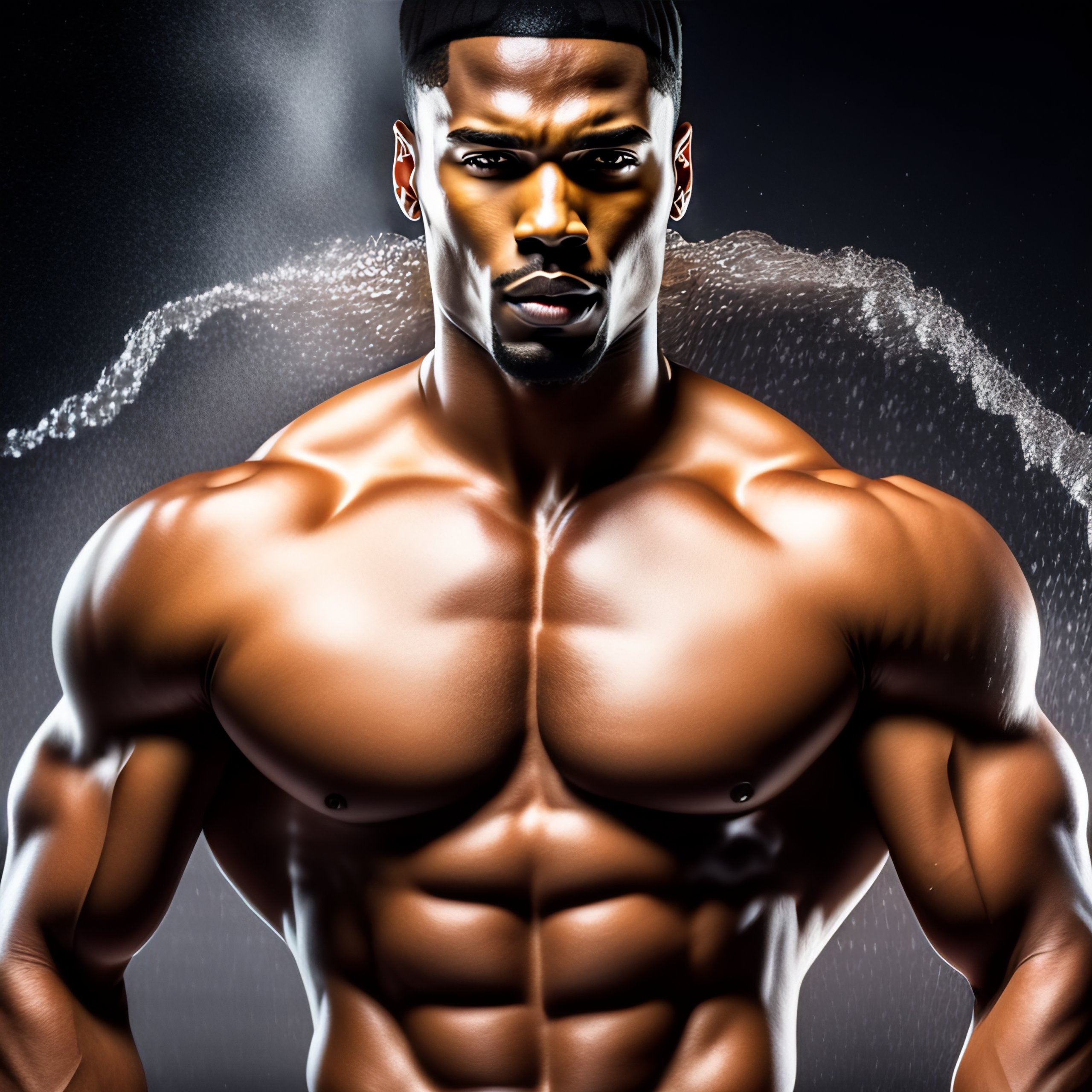 Lexica - Close up photo of a sportive sexy belly, drops of water, six ...