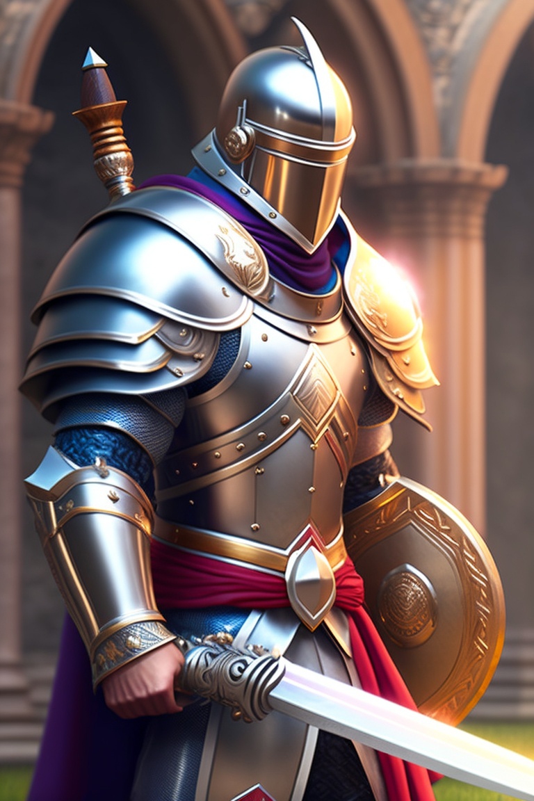 Lexica - A courageous knight in shining armor, wielding a mighty sword ...