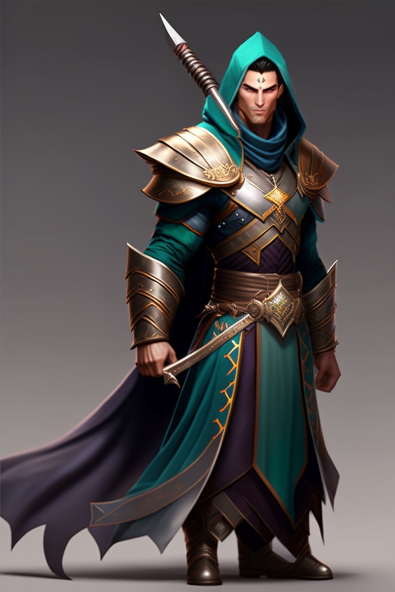 Lexica - Male Shadow elf in armor and long cloak holding a glaive ...