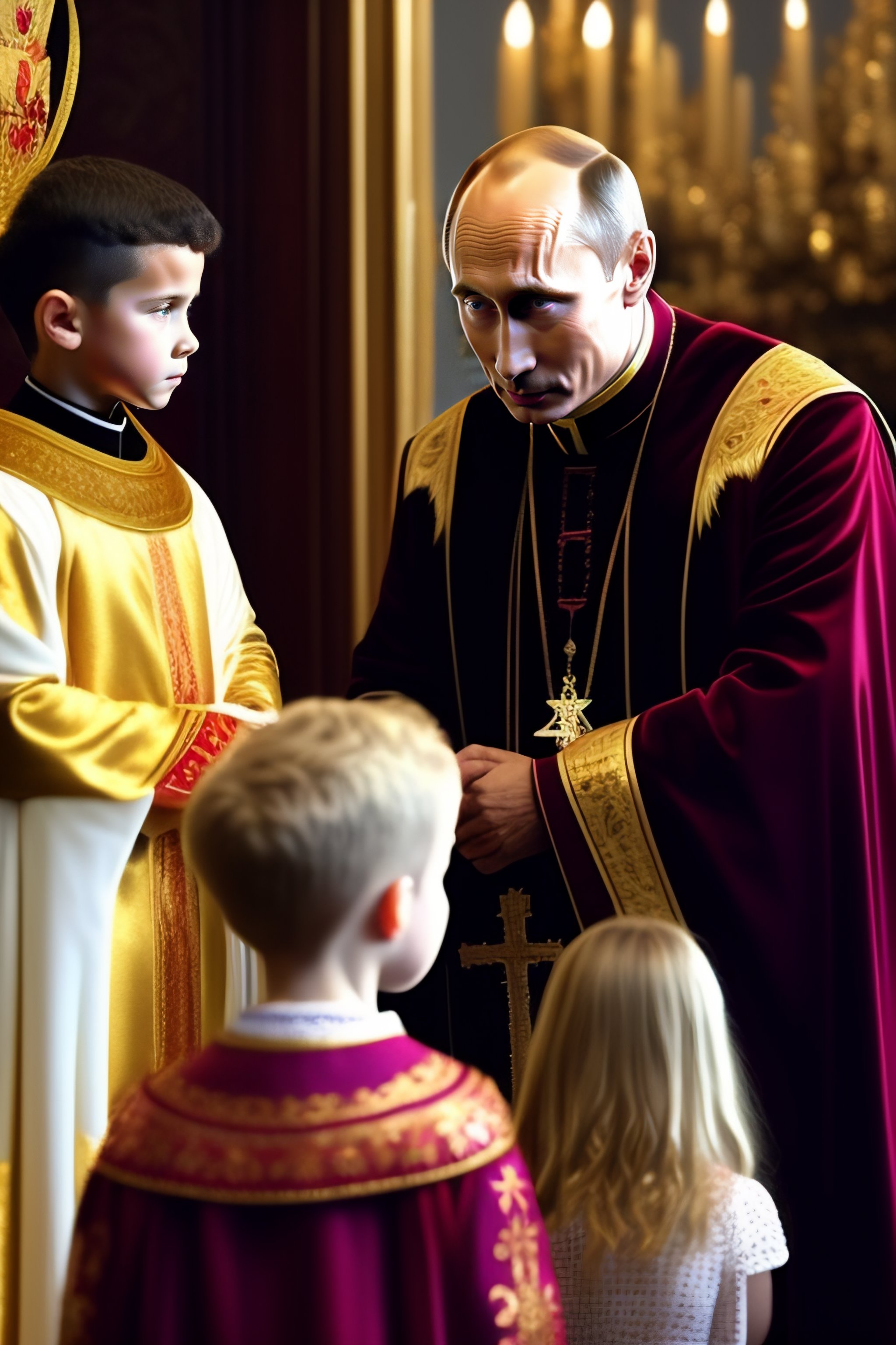 Lexica - Photo of vladimir putin that is telling a fairytale to kids in ...