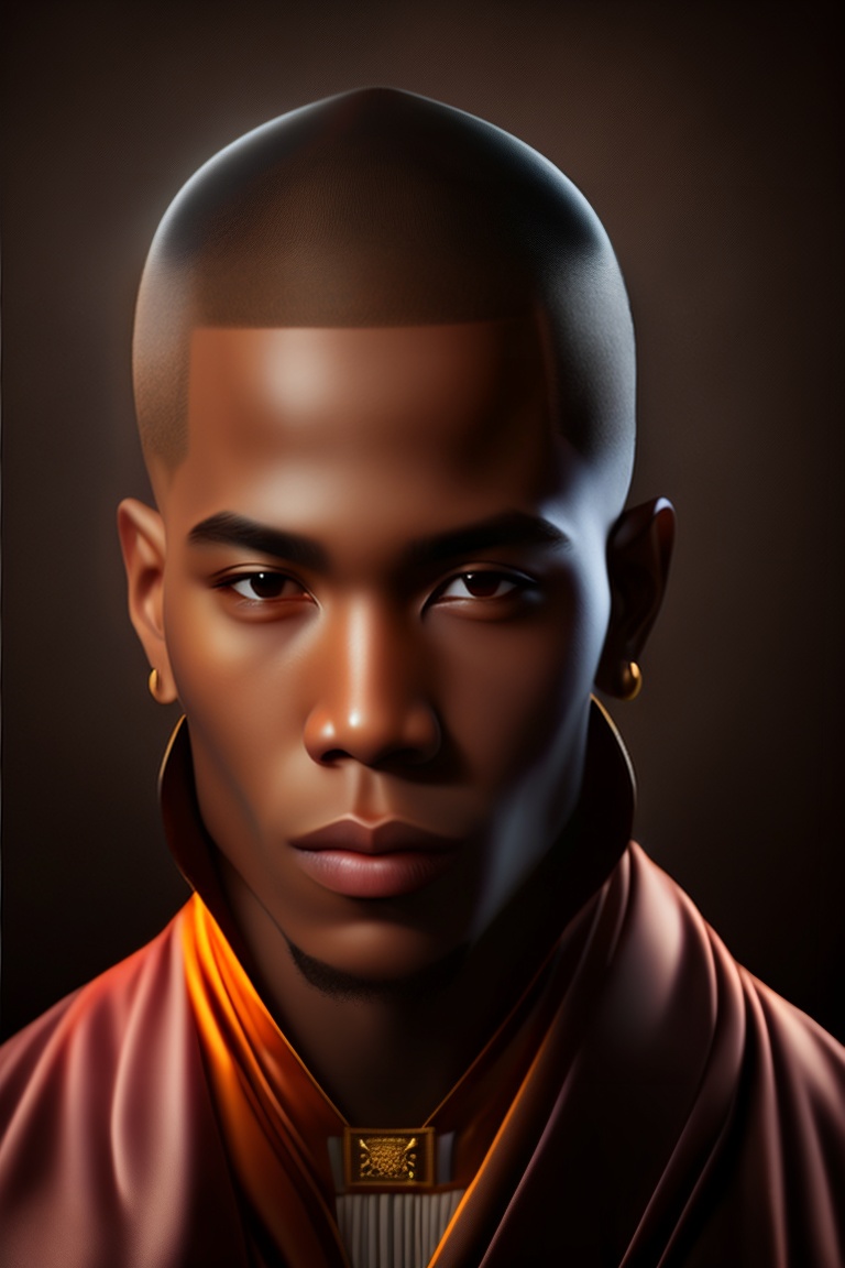 Lexica - A monk portrait, fornt face, looking, blck background, realestic