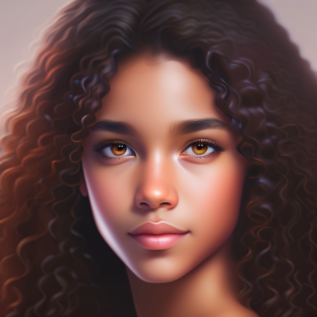 Pretty Girl With Brown Curly Hair And Hazel Eyes