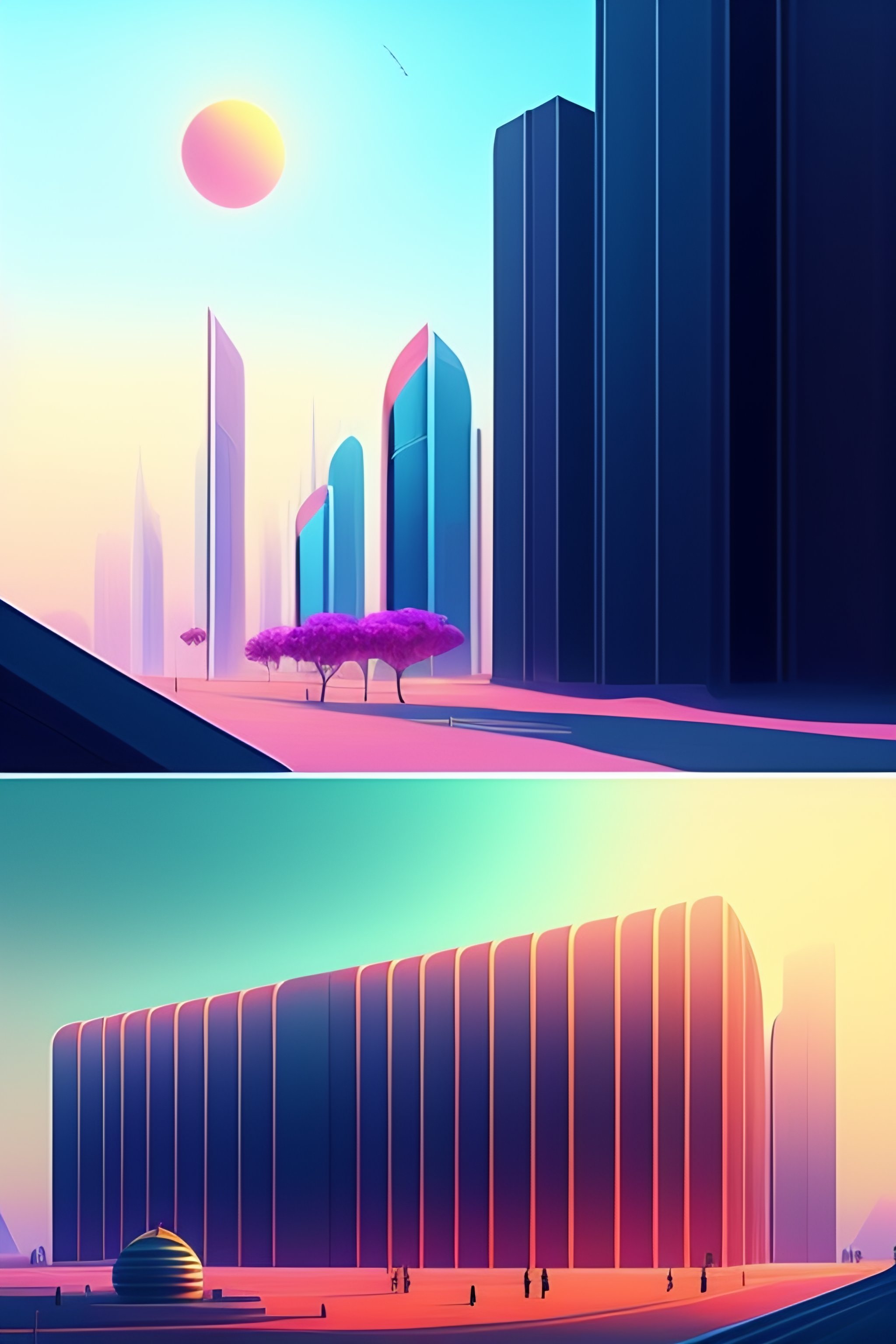 Lexica - Tall, futuristic buildings with bold design and clean lines ...