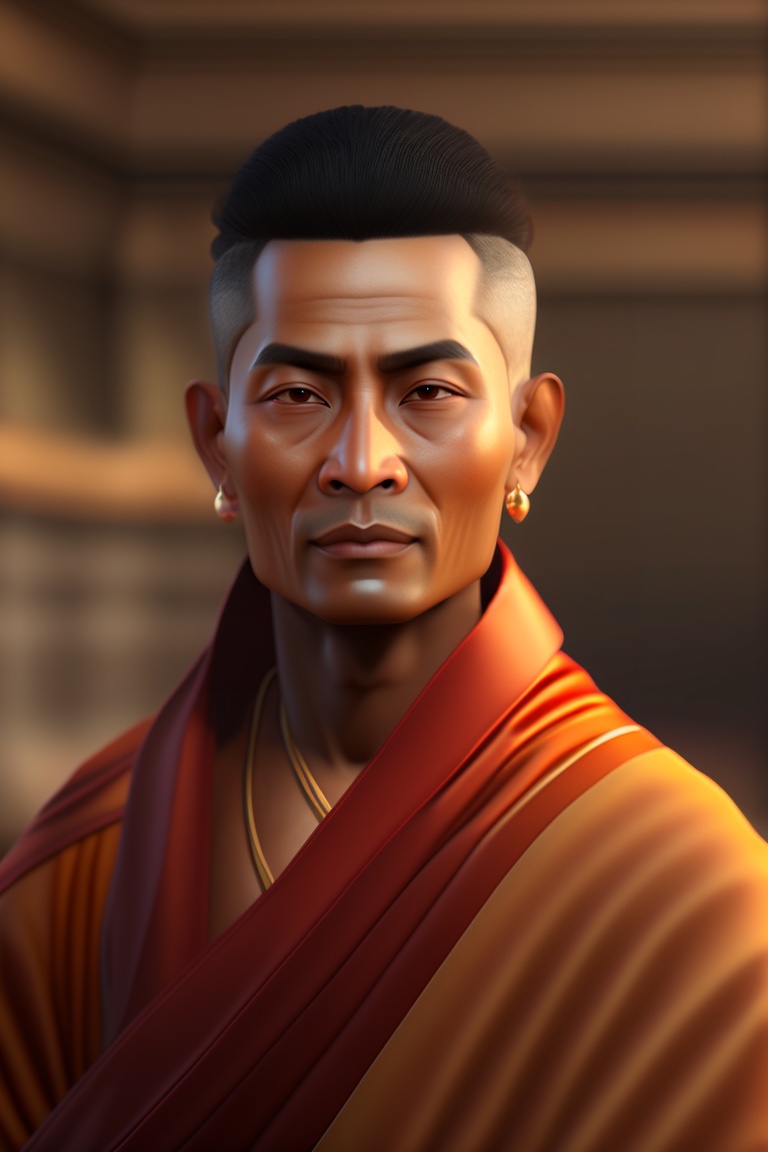 Lexica - A 45 years old India in Buddhist monk clothes face, 8k , realistic