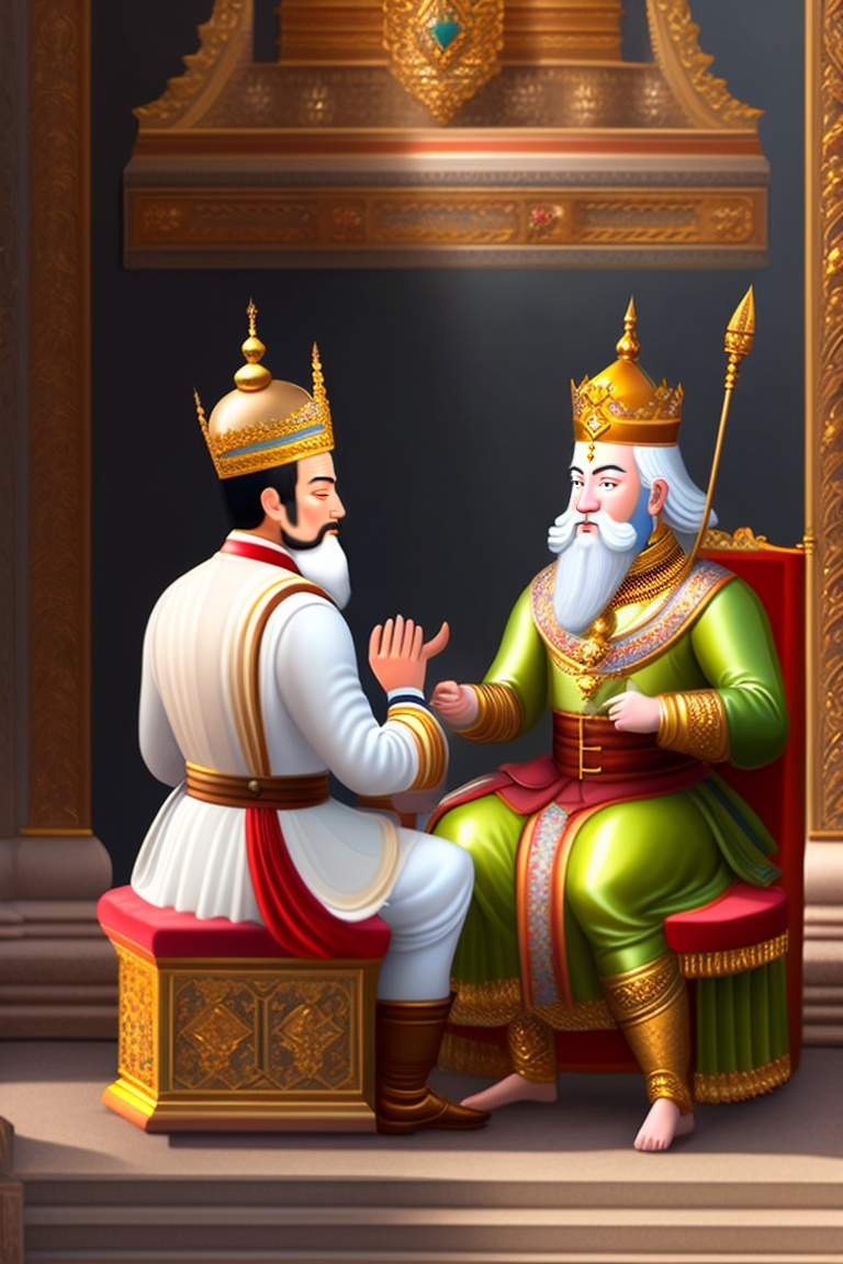 Lexica - A grand palace with a wise-looking king sitting on a throne ...