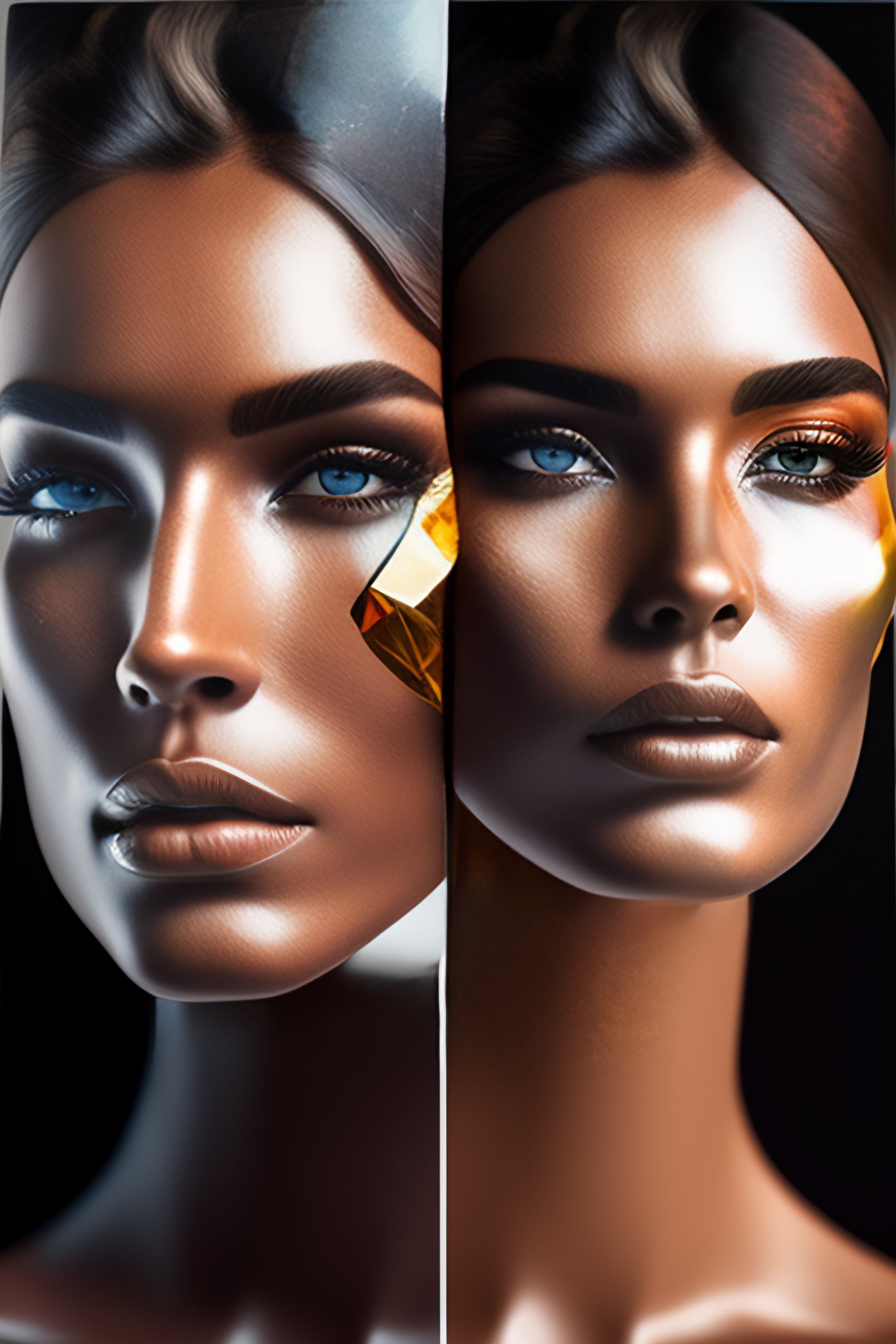 Lexica - Half man face half woman marble mask shattered on the ground ...