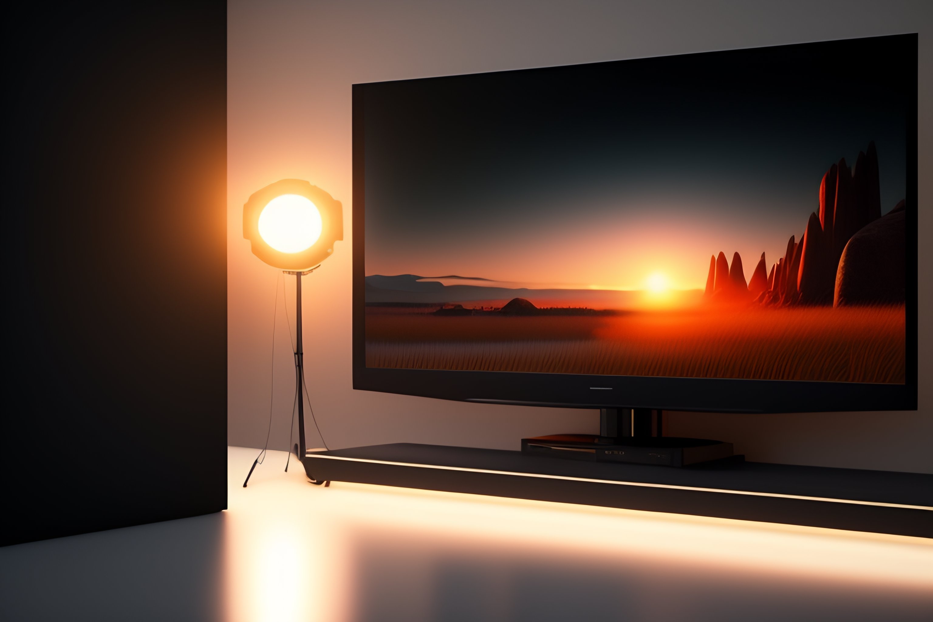 Lexica - Interview scenery, tv show, tv black screen, neutral colors ...