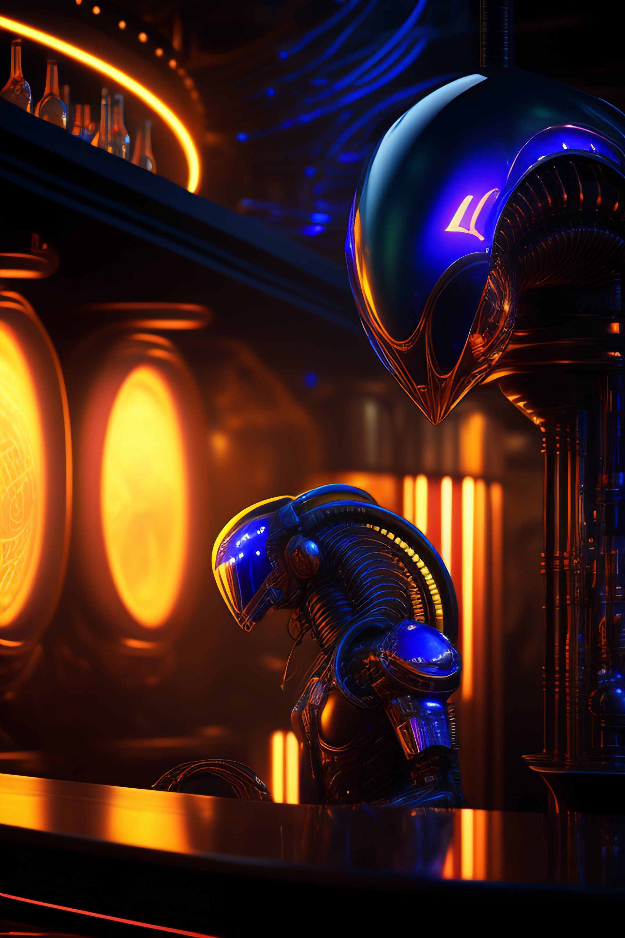 Lexica - Alien biomechanical drinking elixir futuristic full body ...