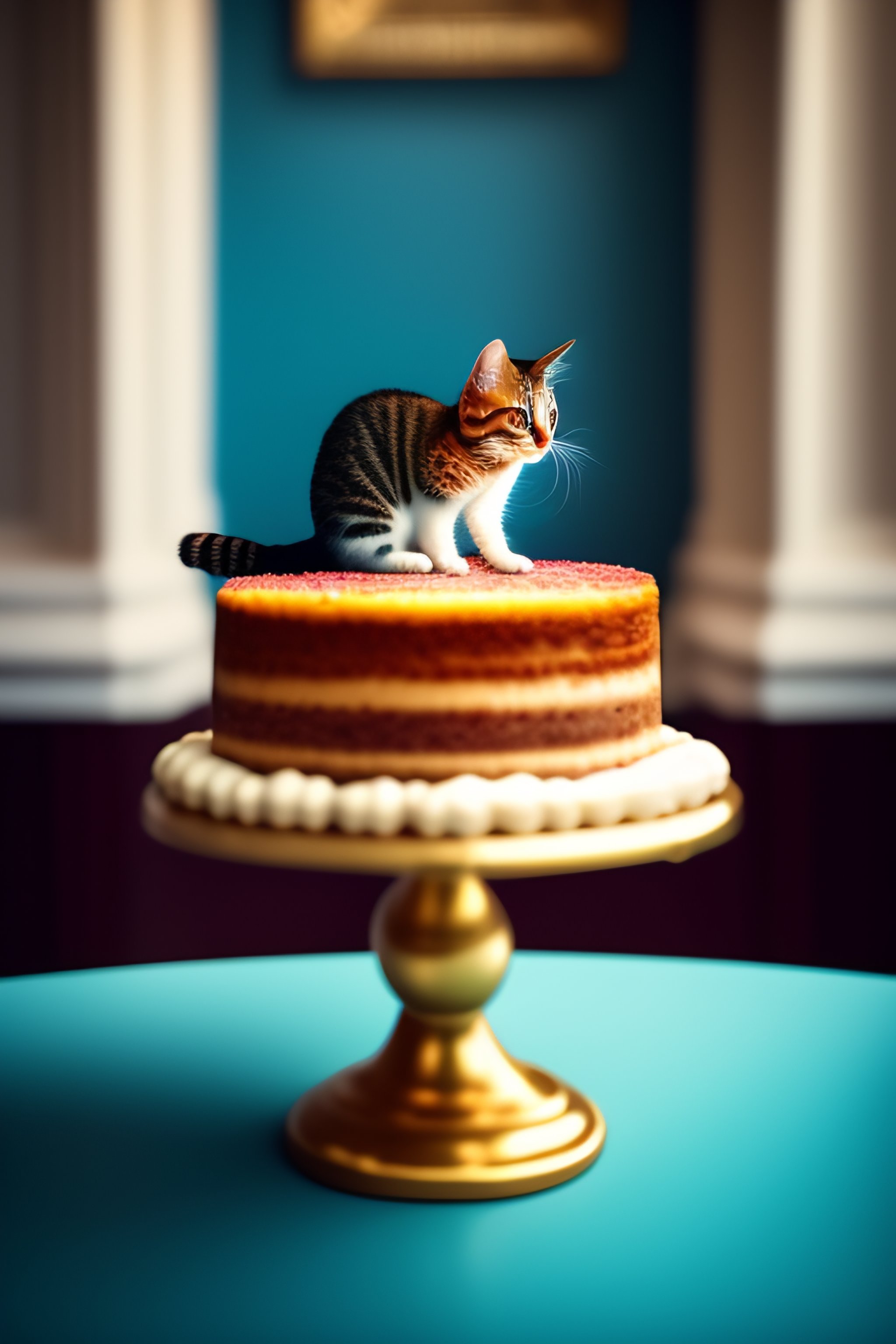 Lexica - Astronaut cat eating a cake