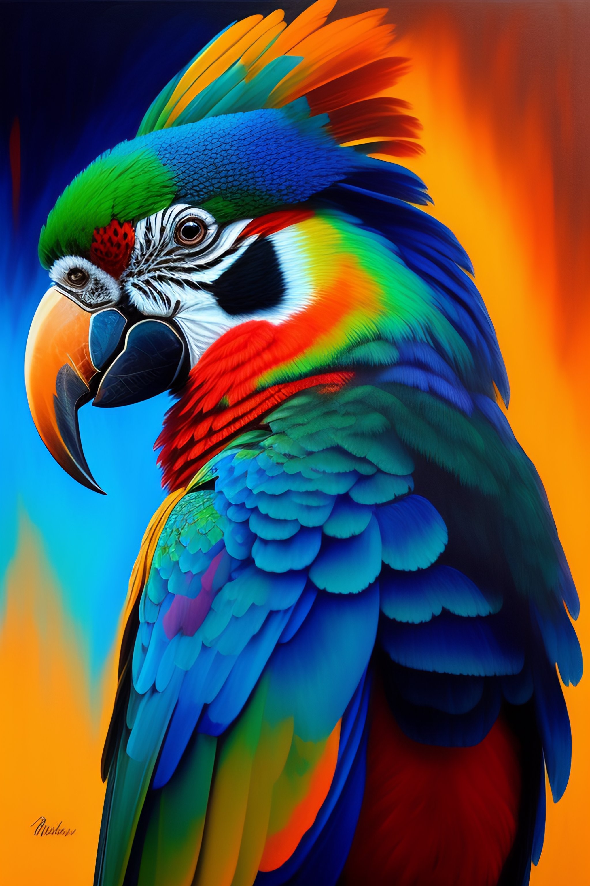 Lexica - Peacock macaw full color painting
