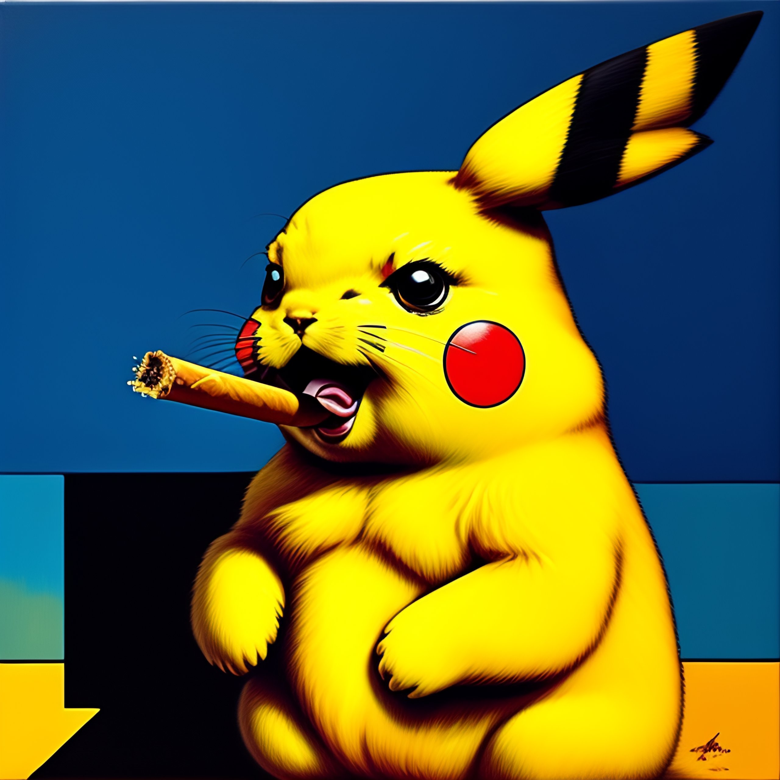 Lexica - Portrait of pikachu smoking a cigar painted by picasso