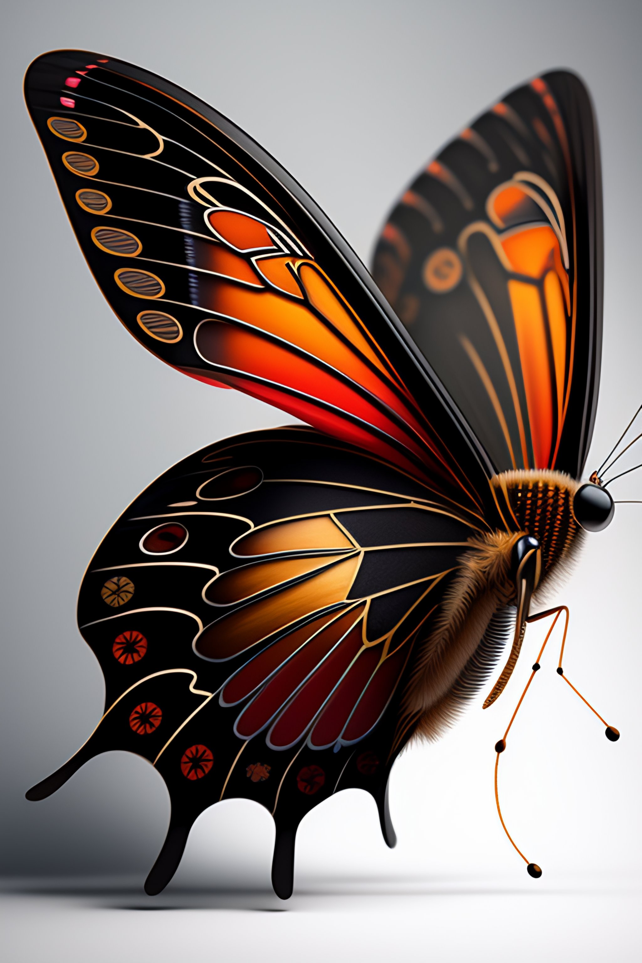 Lexica - A stylized butterfly with wings made up of upward and downward ...