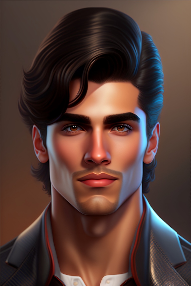 Lexica - Young man dashing look with black hair, intricate, elegant ...