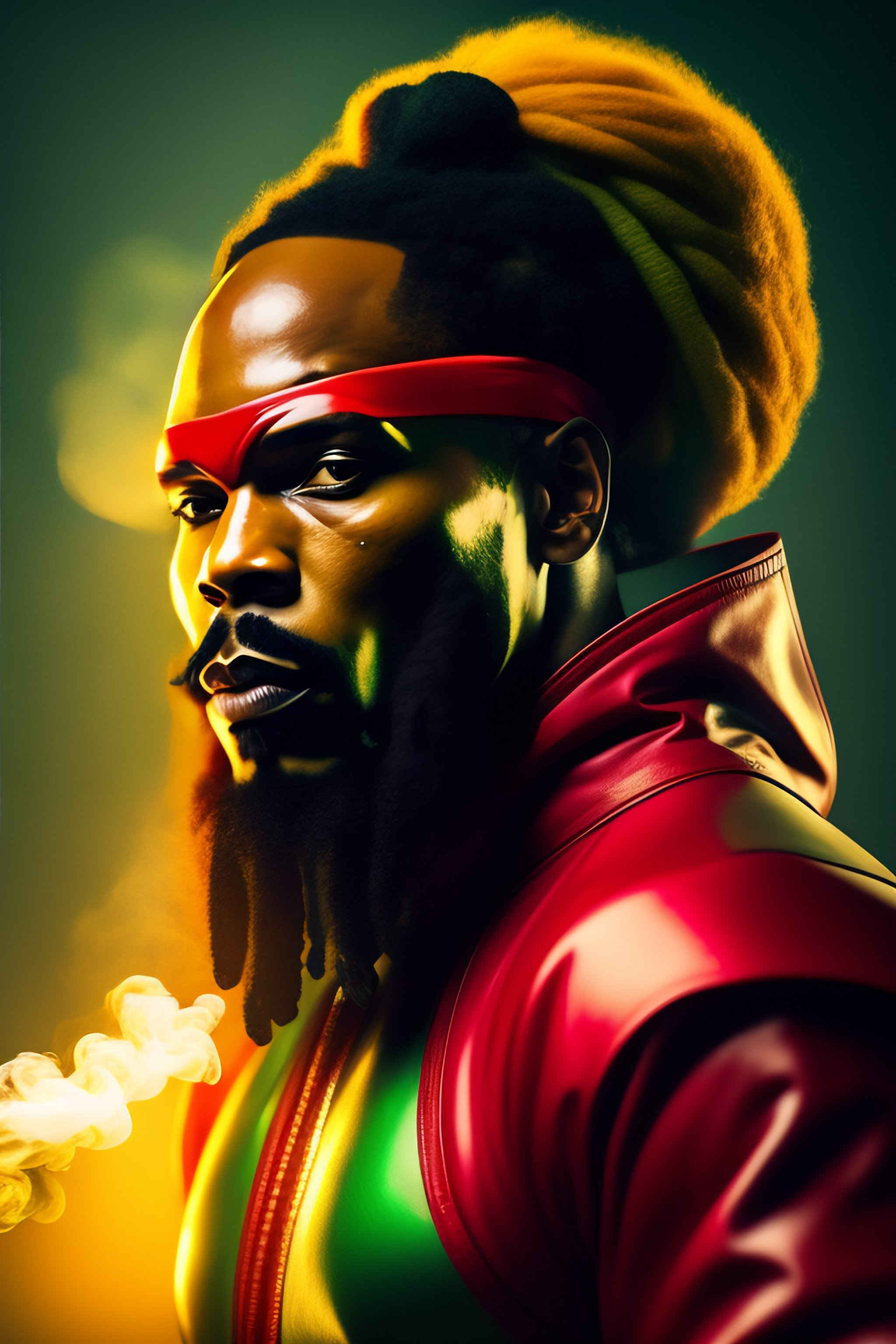 Lexica - Bob marley dressed as ninja turtle, smoking, karate pose, full ...