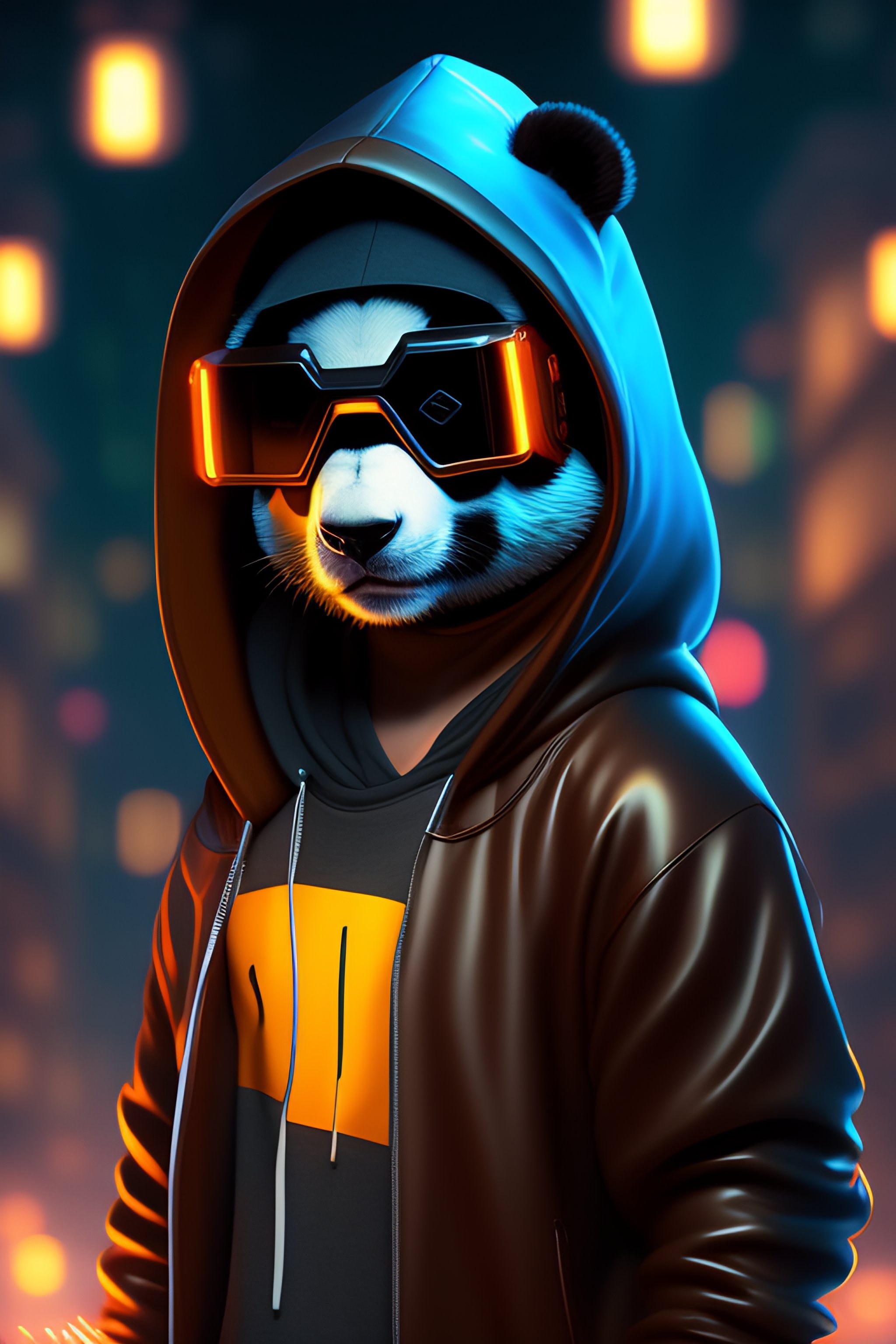 Lexica - 2D comic art of panda, hacker wearing hoodie,computer ...
