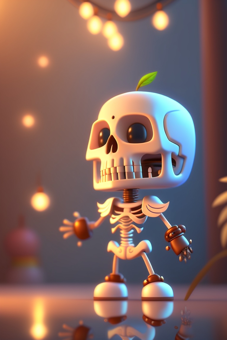 Lexica - Cute small skeleton waving at me and smiling, stylized, unreal ...
