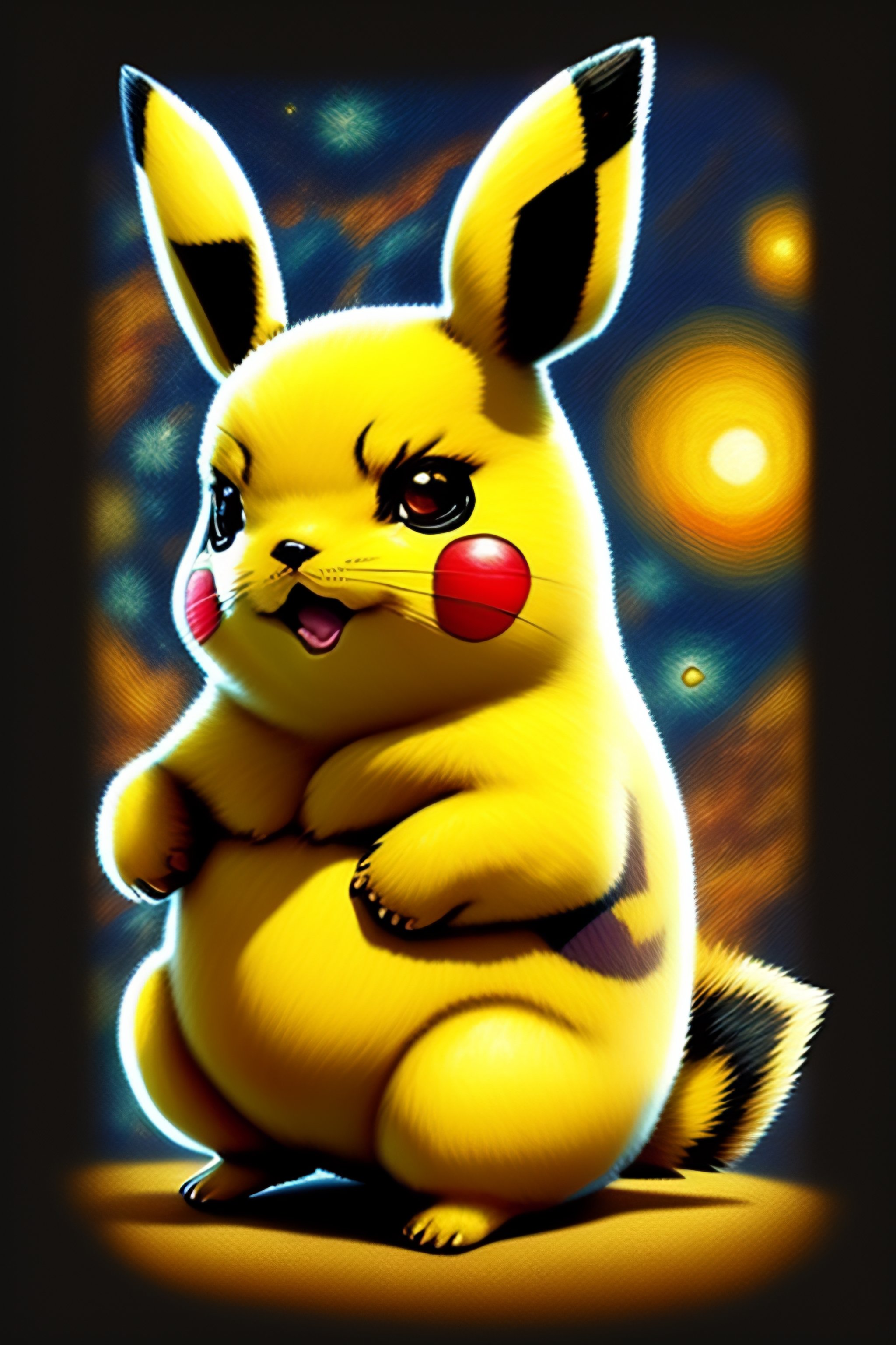 Lexica - Pikachu in the art style of Van Gogh
