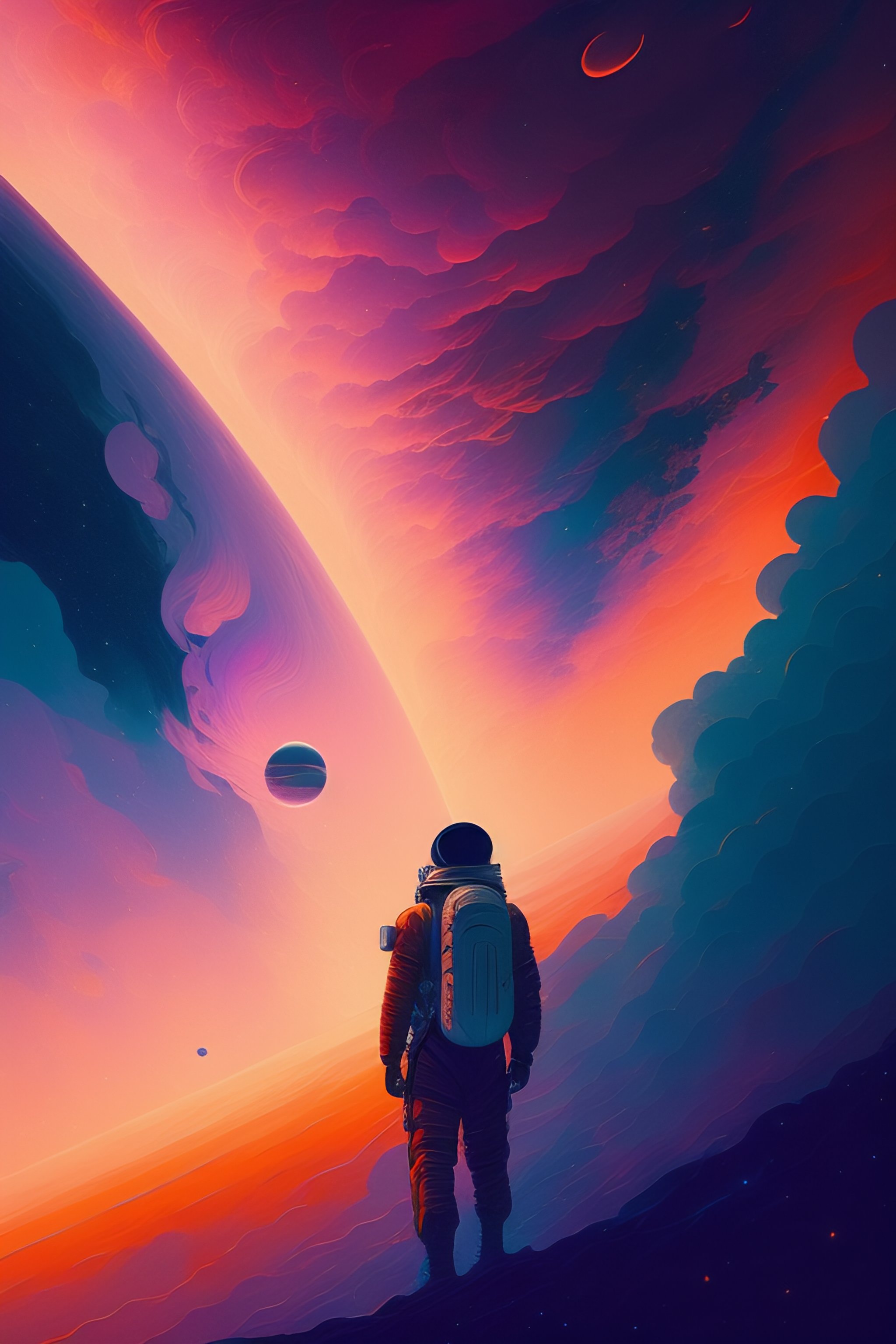 Lexica - Burning astronaut falling in jupiter's clouds, epic scene, by ...