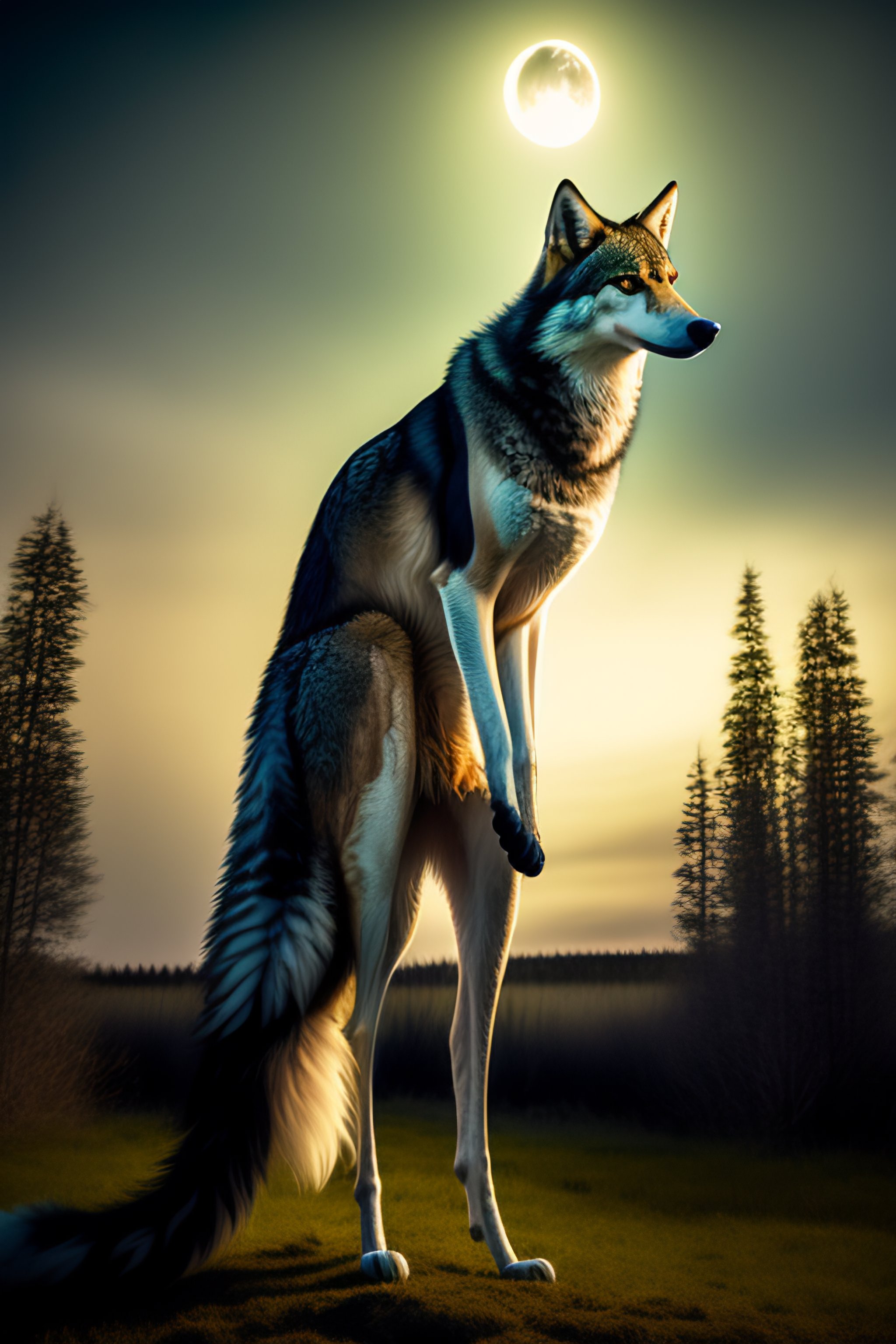 Lexica - EXTREMELY TALL, very emaciated wolf falcon wolf falcon wolf ...