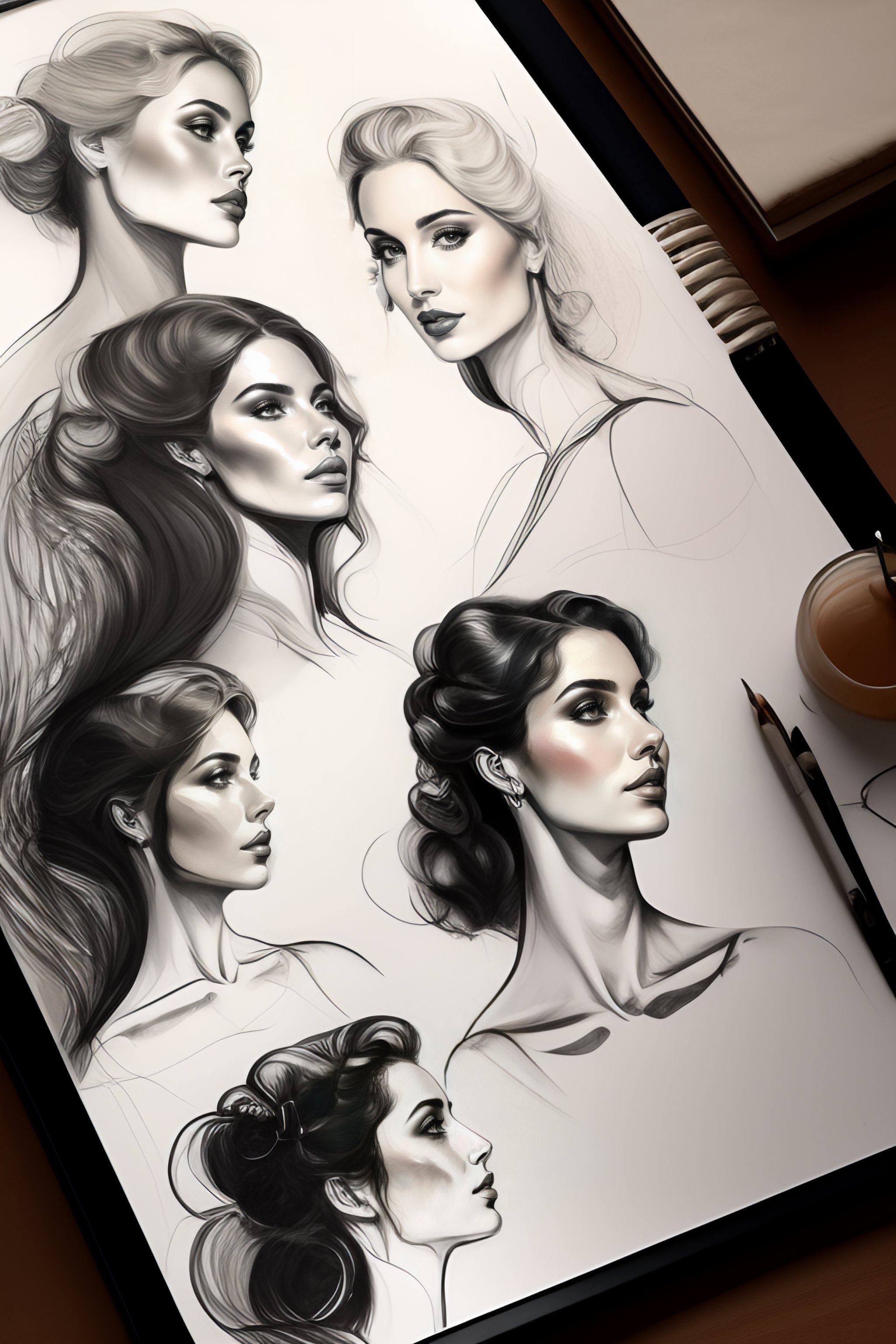 Lexica - Sketch of a beautiful woman, multiple sketches on a page, life ...