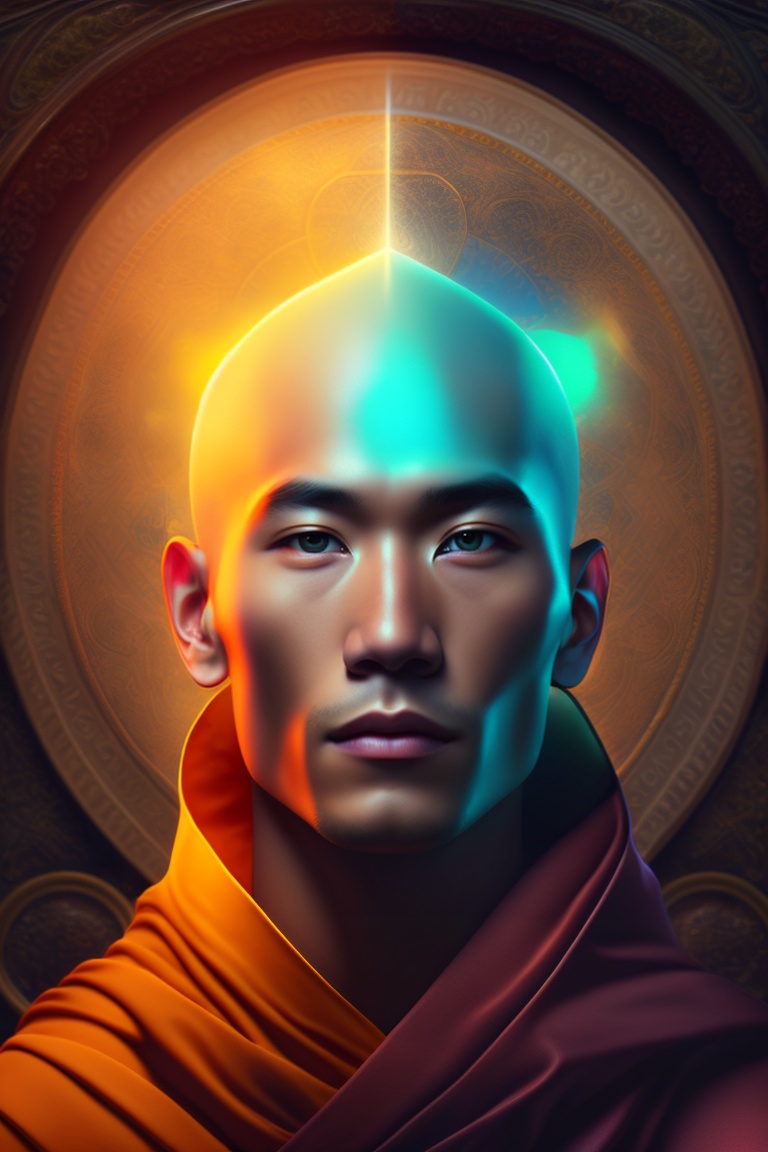 Lexica - A monks front face with enlightened brain, should be ...