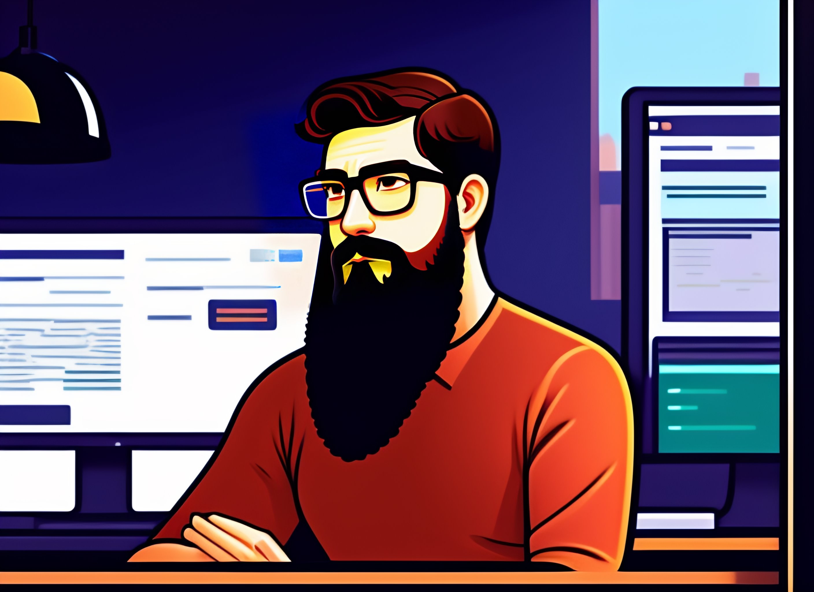 Lexica - A web developer with brown hair down to shoulders and black ...