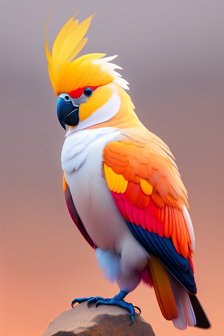 Lexica - Stylized in anime cockatoo, in profile, in white-yellow-red ...