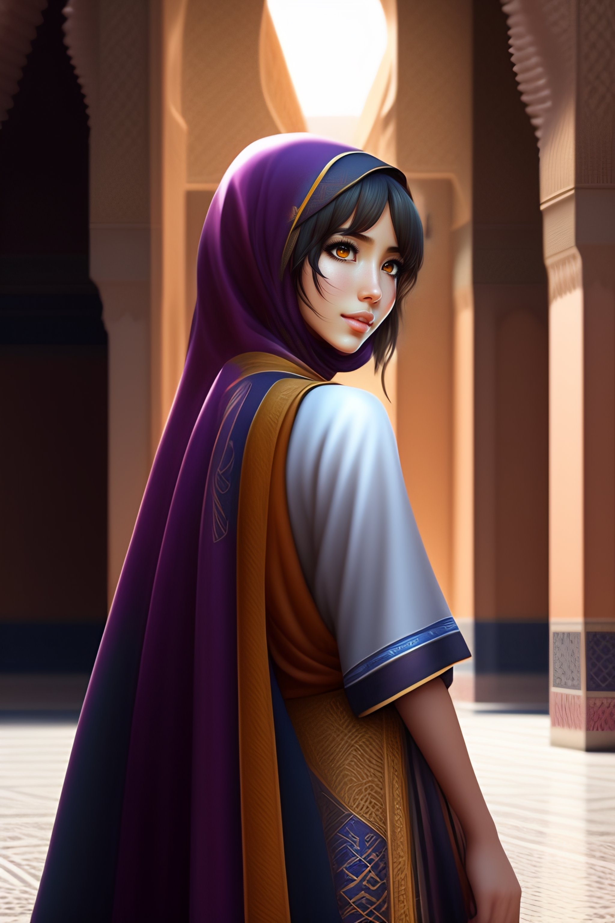 Lexica - Portrait of an anime character hyper realistic moslim girl ...