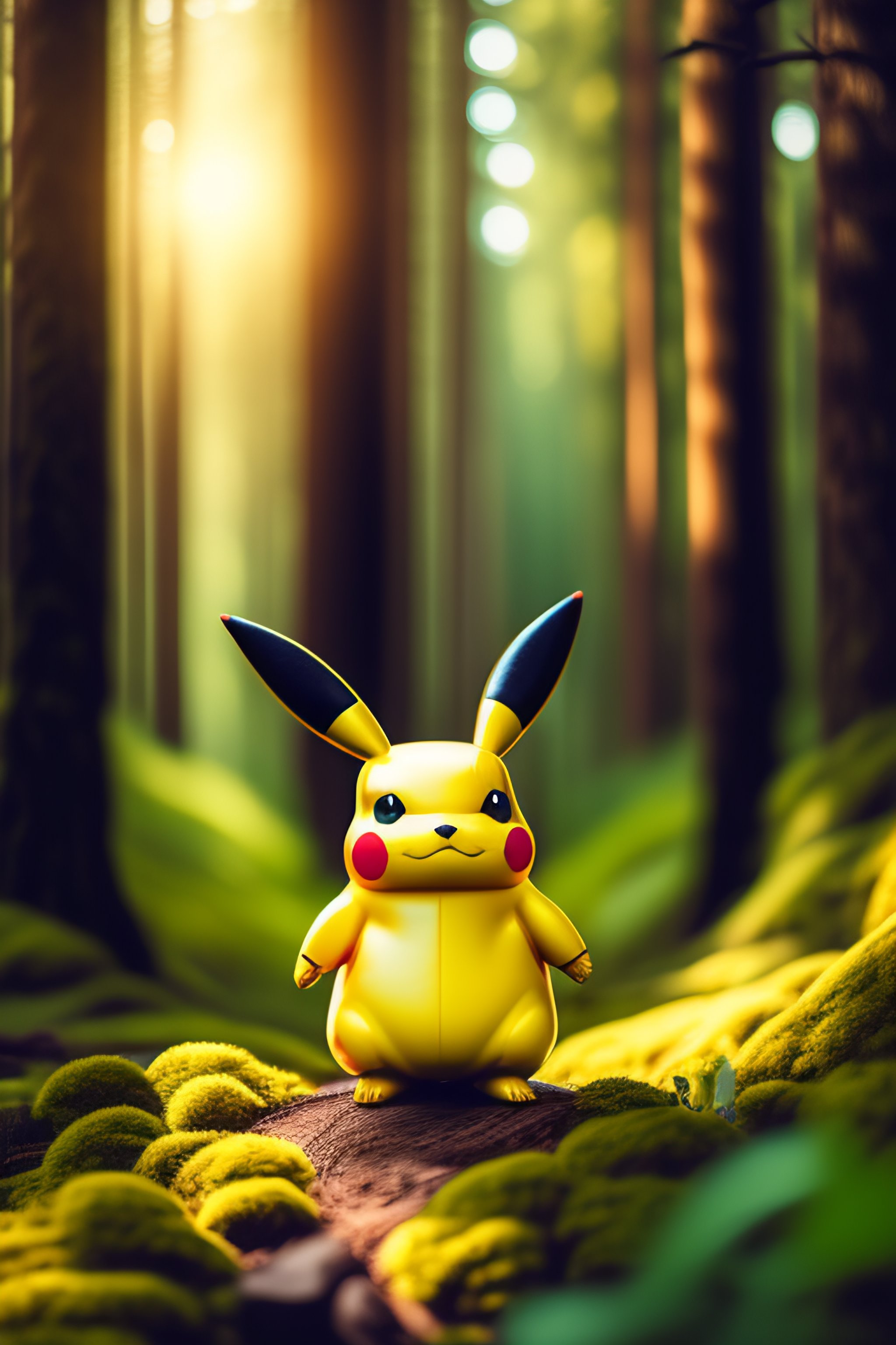 Lexica - Robot pikachu in a forest