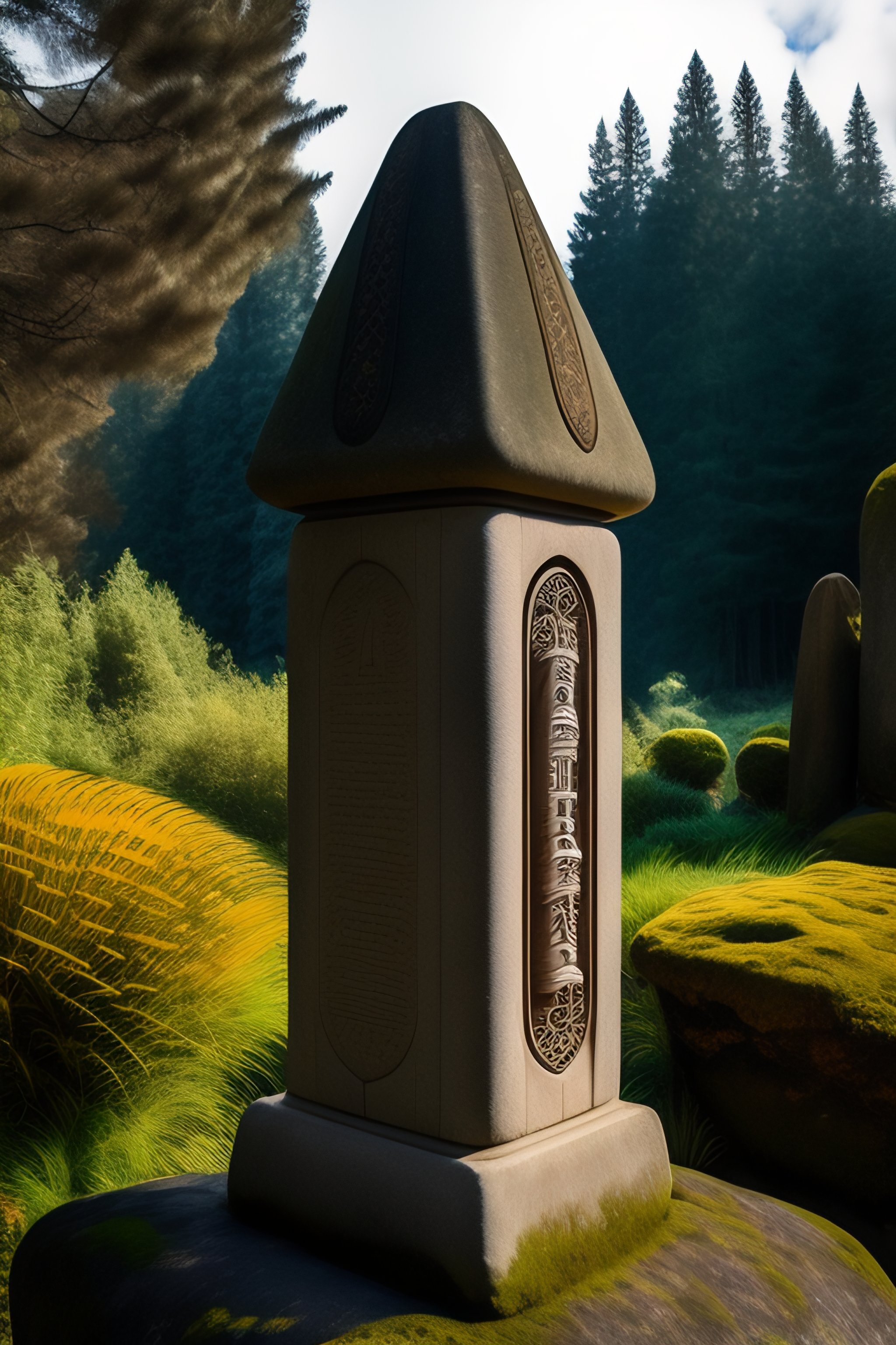 Lexica - Ancient stone mushroom man totem,temple